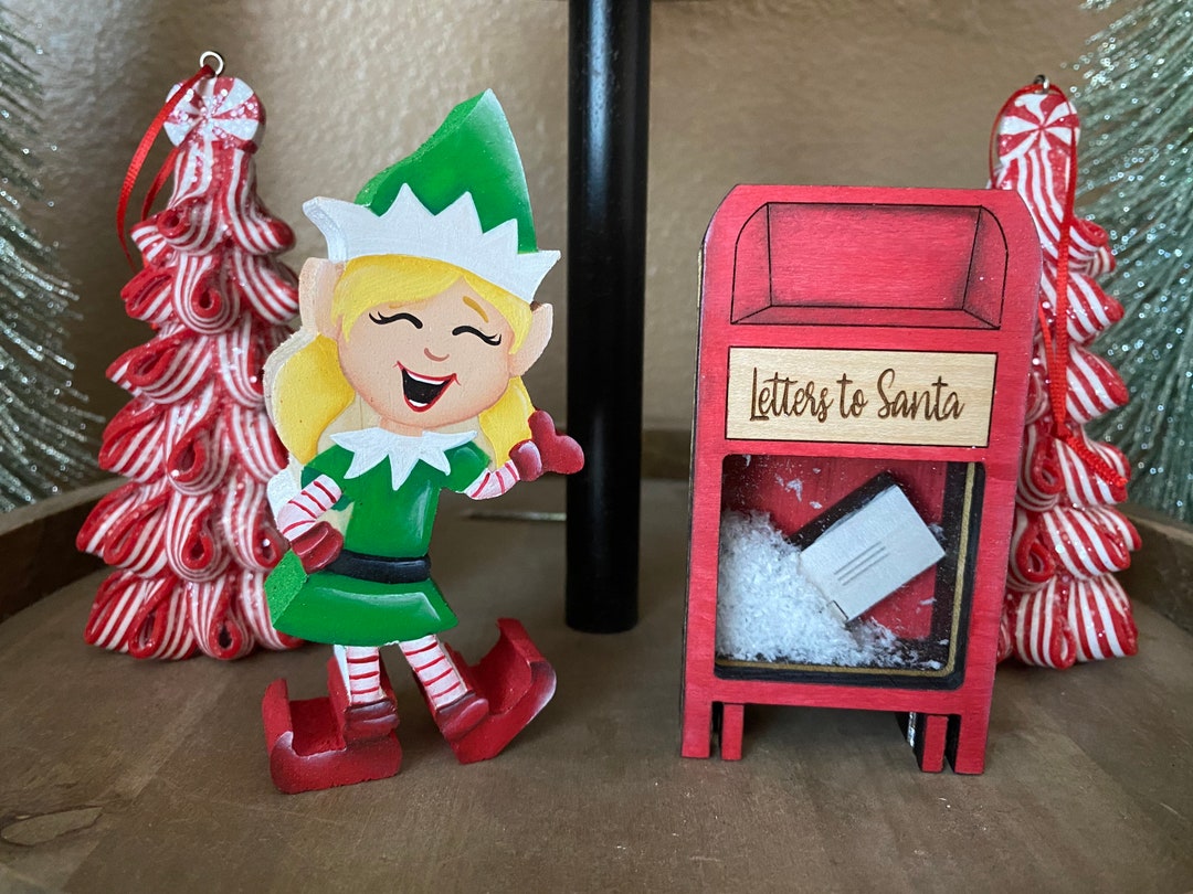 Christmas Elf & Mailbox Tiered Tray Decor: North Pole Post Office - Etsy