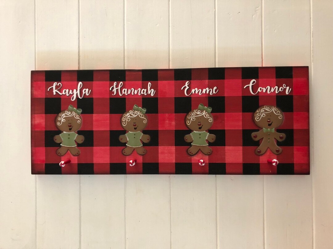Personalized Gingerbread Stocking Hanger: Hand Painted Christmas Decor ...
