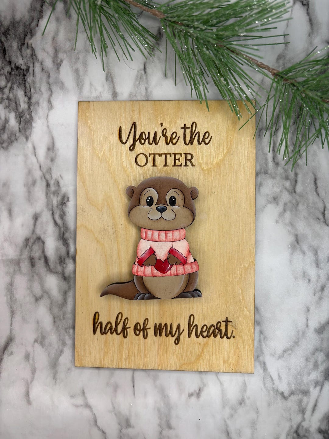 Hand Painted Valentines Day Card, Otter Pun, Wood Sign - Etsy
