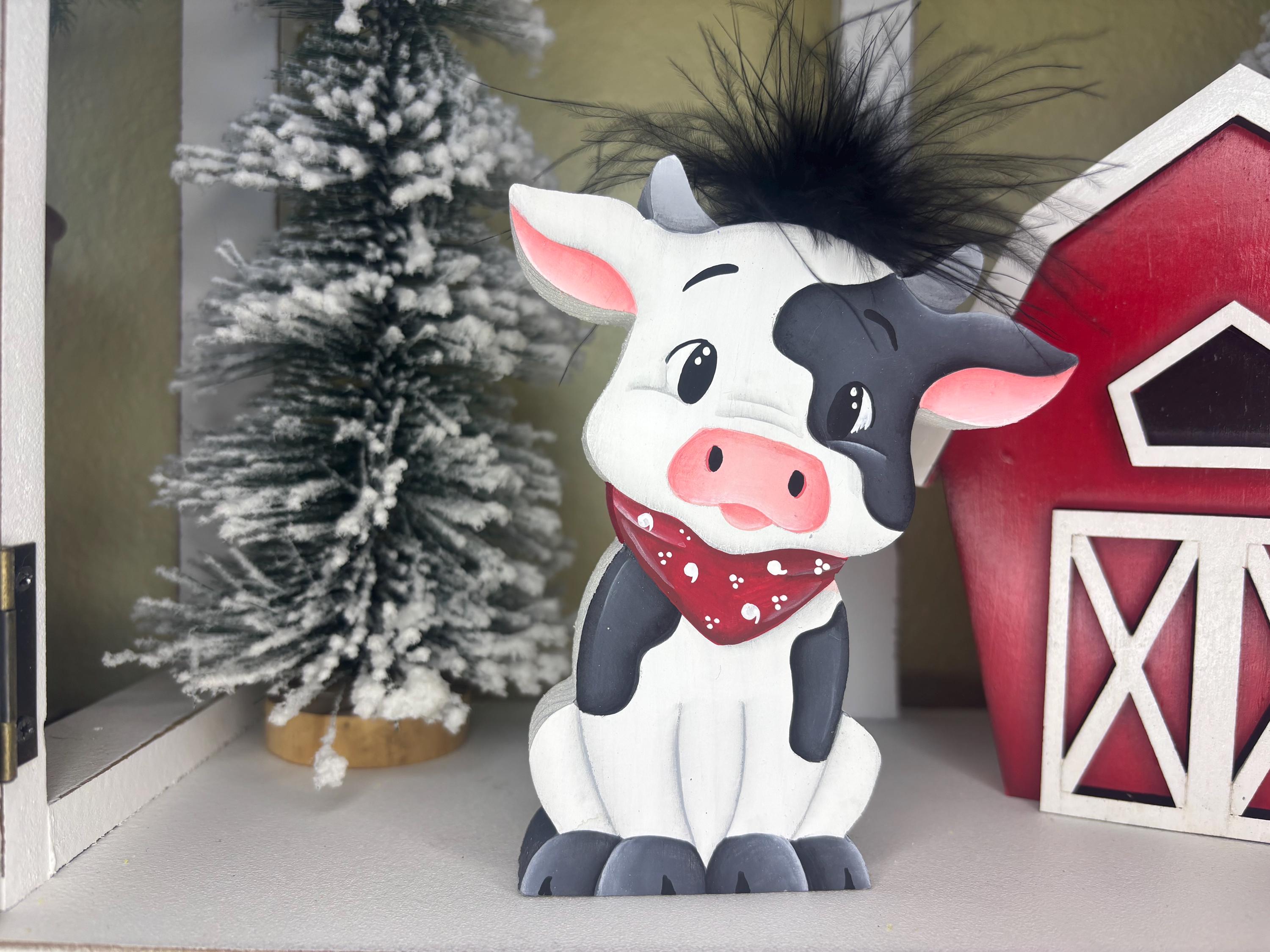 Hand Painted Cow Shelf Sitter: Farm Tiered Tray Decor - Etsy