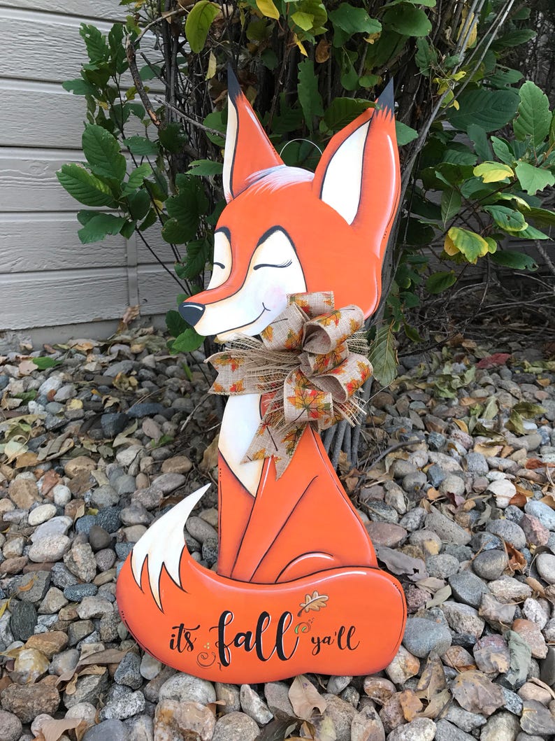 Hand Painted Fox Door Hanger: Fall Decor, Woodland Nursery - Etsy