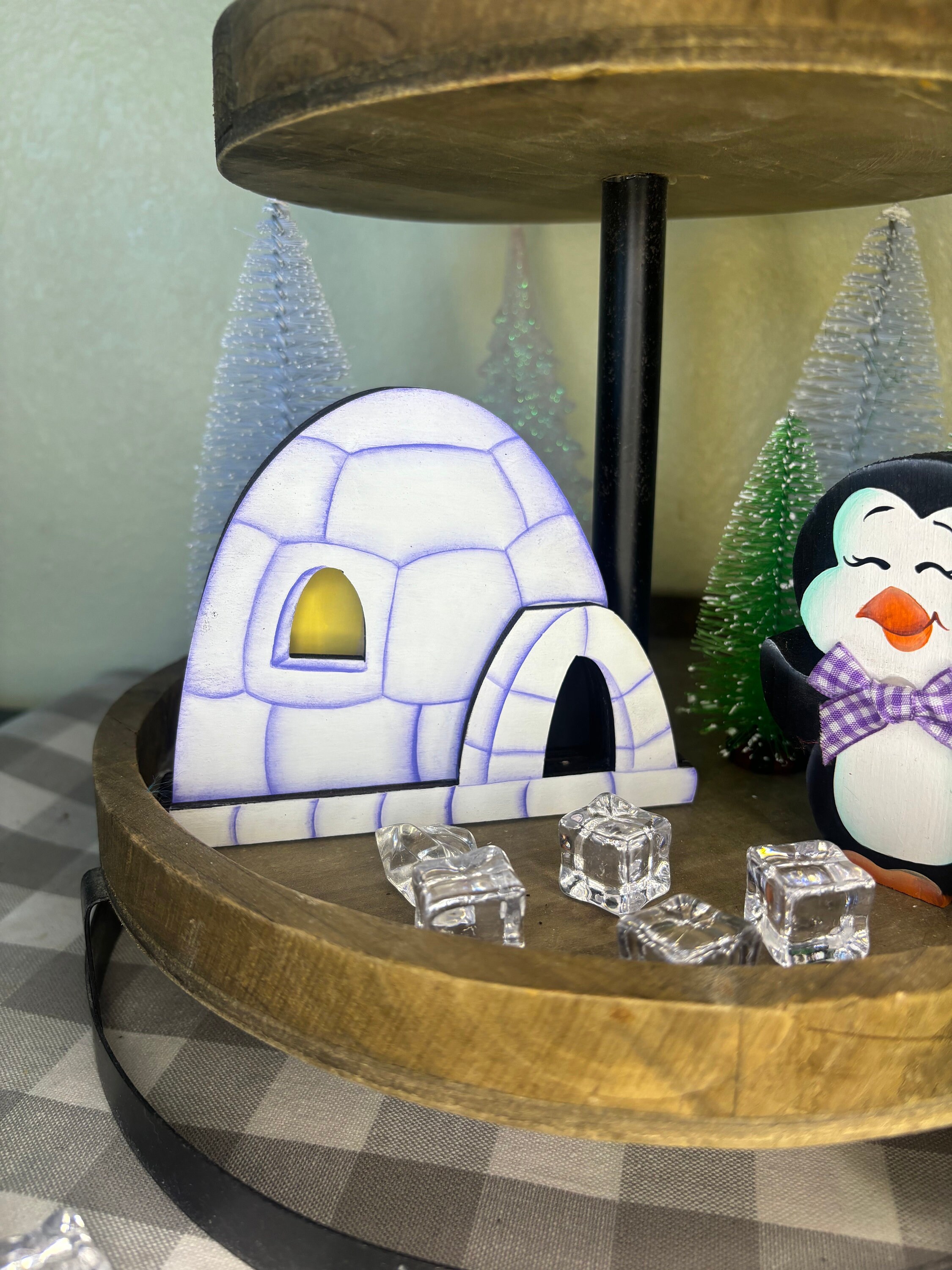 Hand Painted Igloo - Winter Tiered Tray Decor - Holiday Mini Sign - Etsy