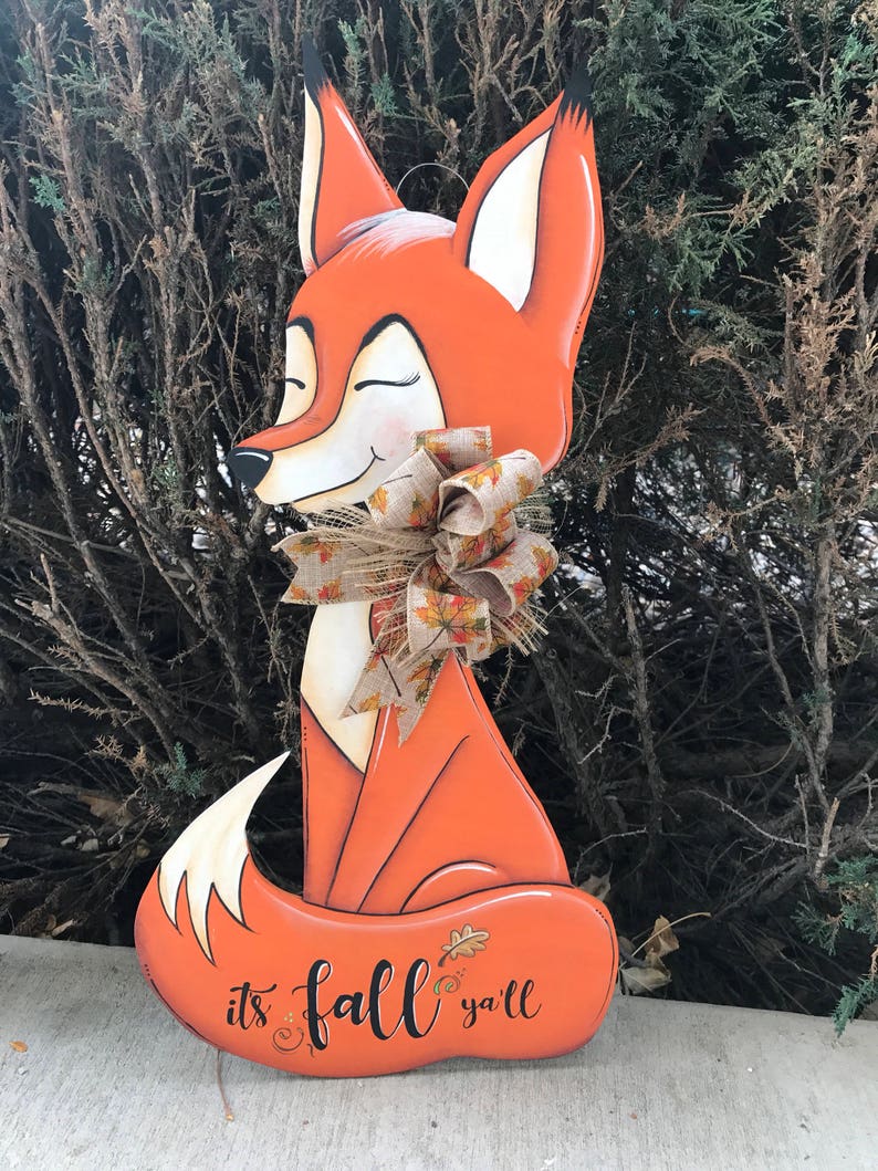 Hand Painted Fox Door Hanger: Fall Decor, Woodland Nursery - Etsy