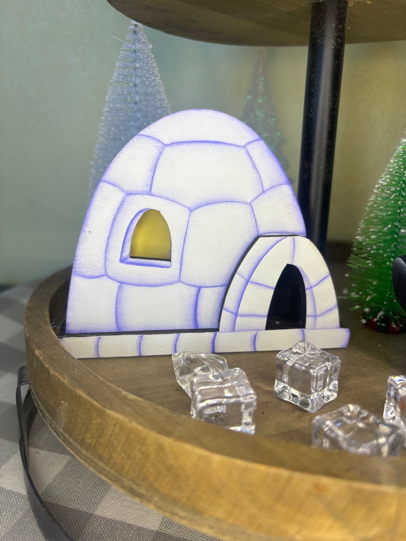 Hand Painted Igloo - Winter Tiered Tray Decor - Holiday Mini Sign - Etsy