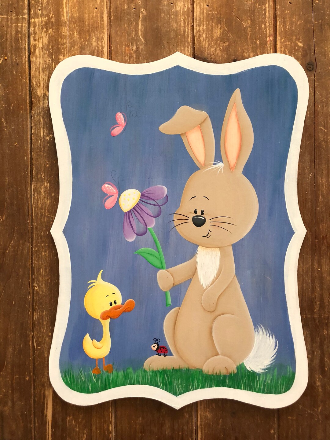 Spring Door Hanger, Easter Door Decor, Easter Bunny Decor, Spring Wood ...