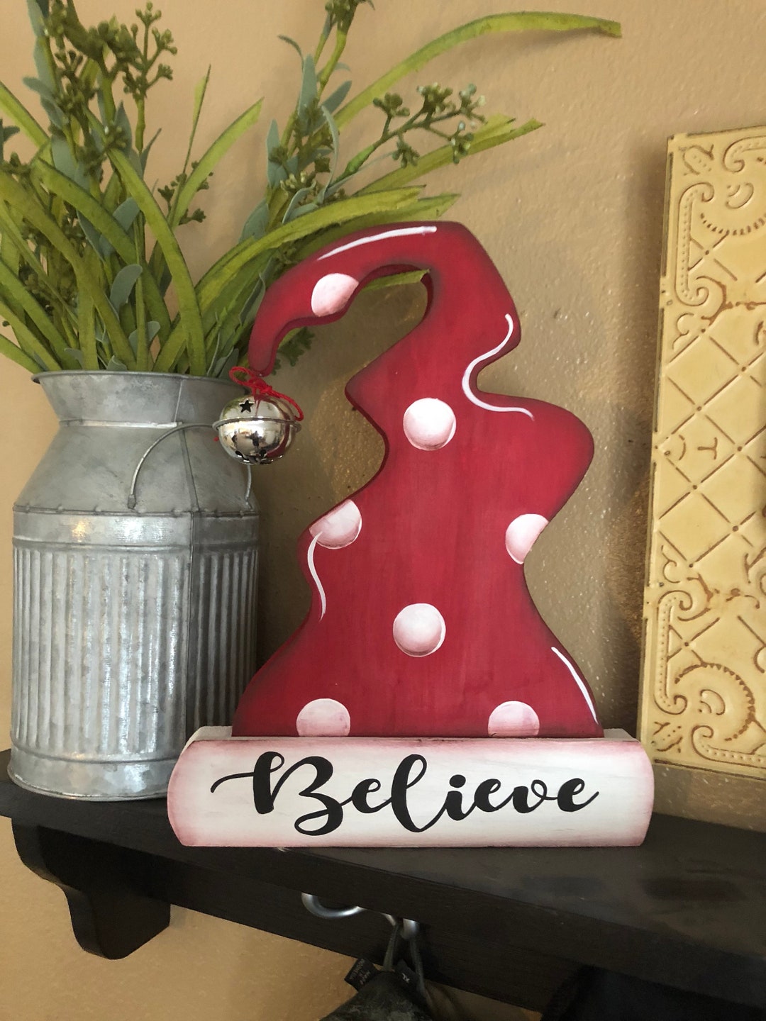 Hand Painted Santa Hat Sign: Whimsical Christmas Decor - Etsy