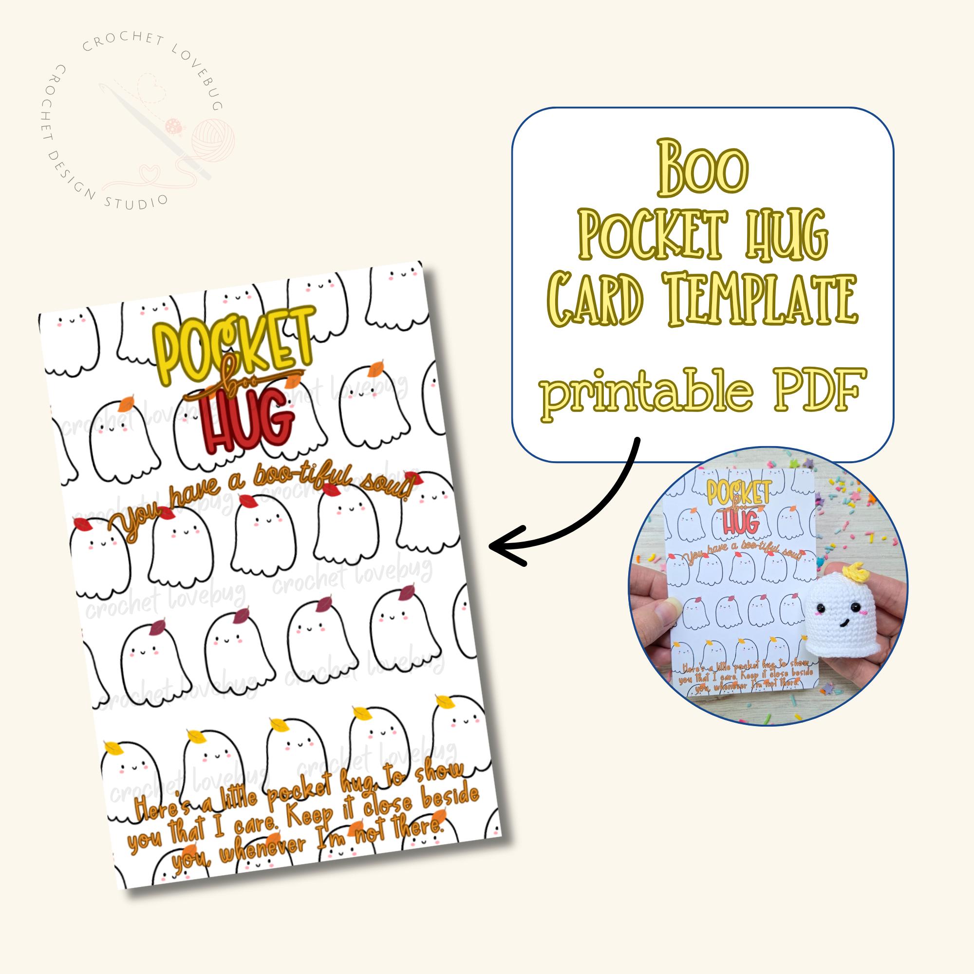 Ghost Pocket Hug Card Template: Printable Halloween Display for Crochet ...