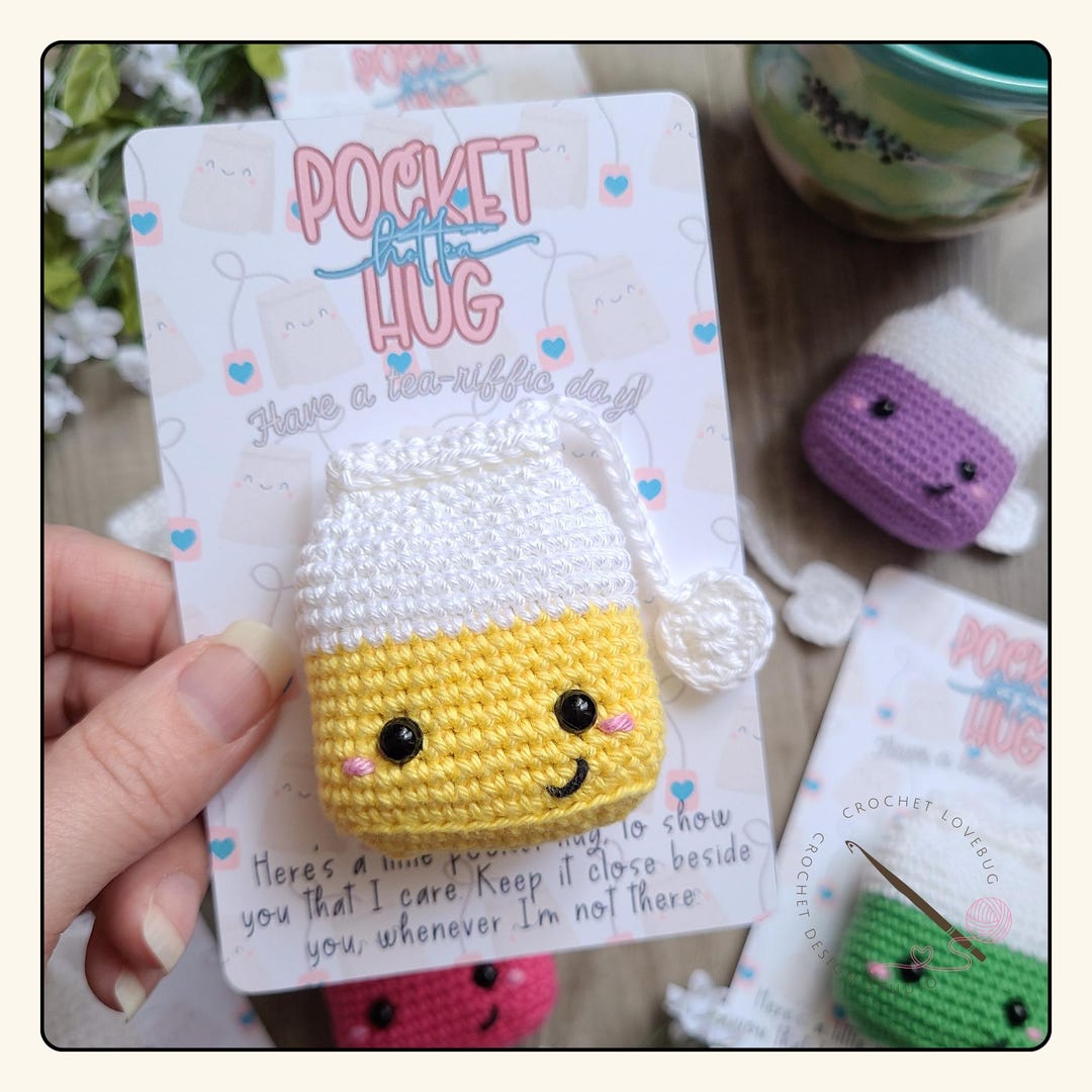 Crochet Tea Bag, Crochet Pocket Hug, Crochet Thinking of You Gift ...