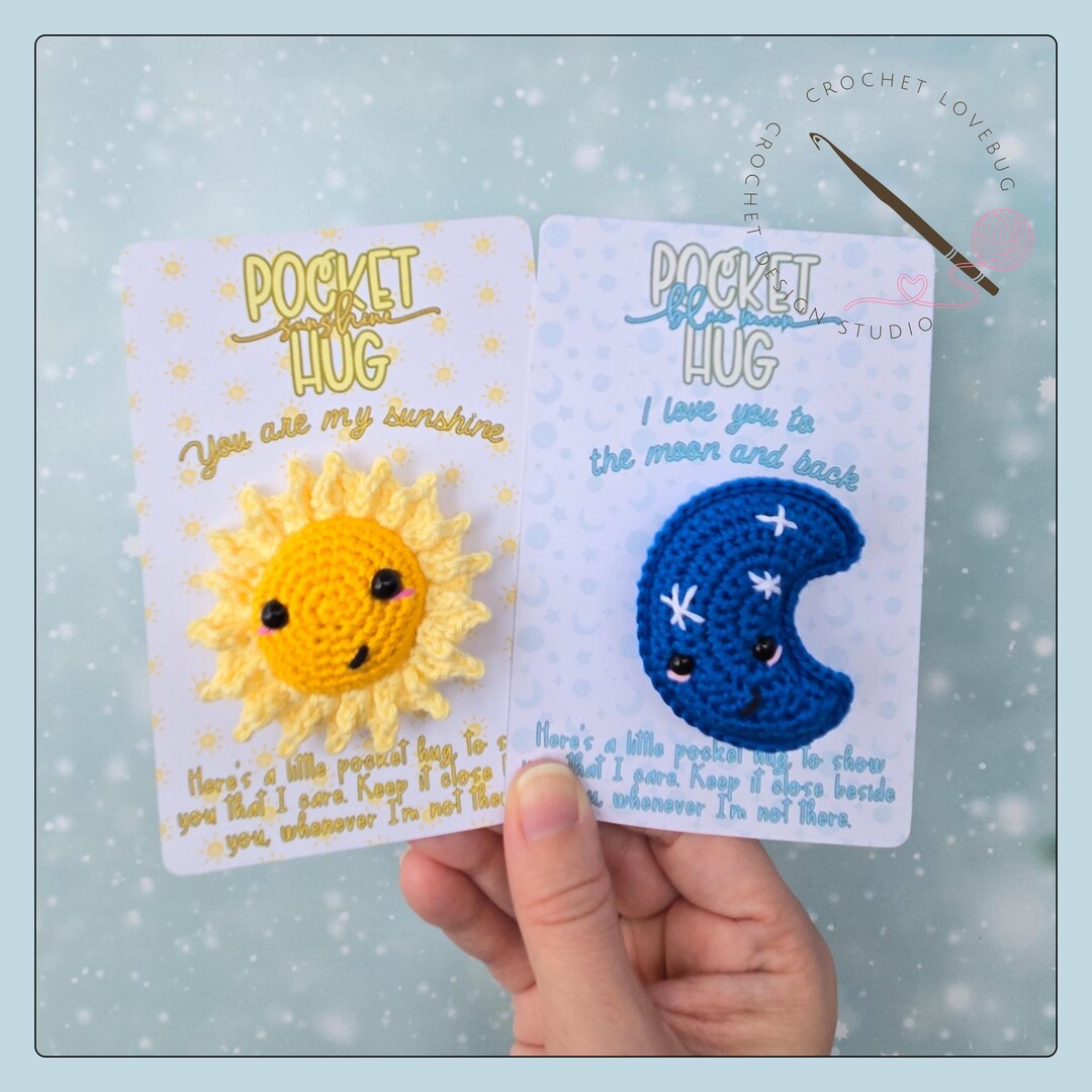 Crochet Pocket Hugs, Sun and Moon Pocket Hugs, Friendship Gift ...