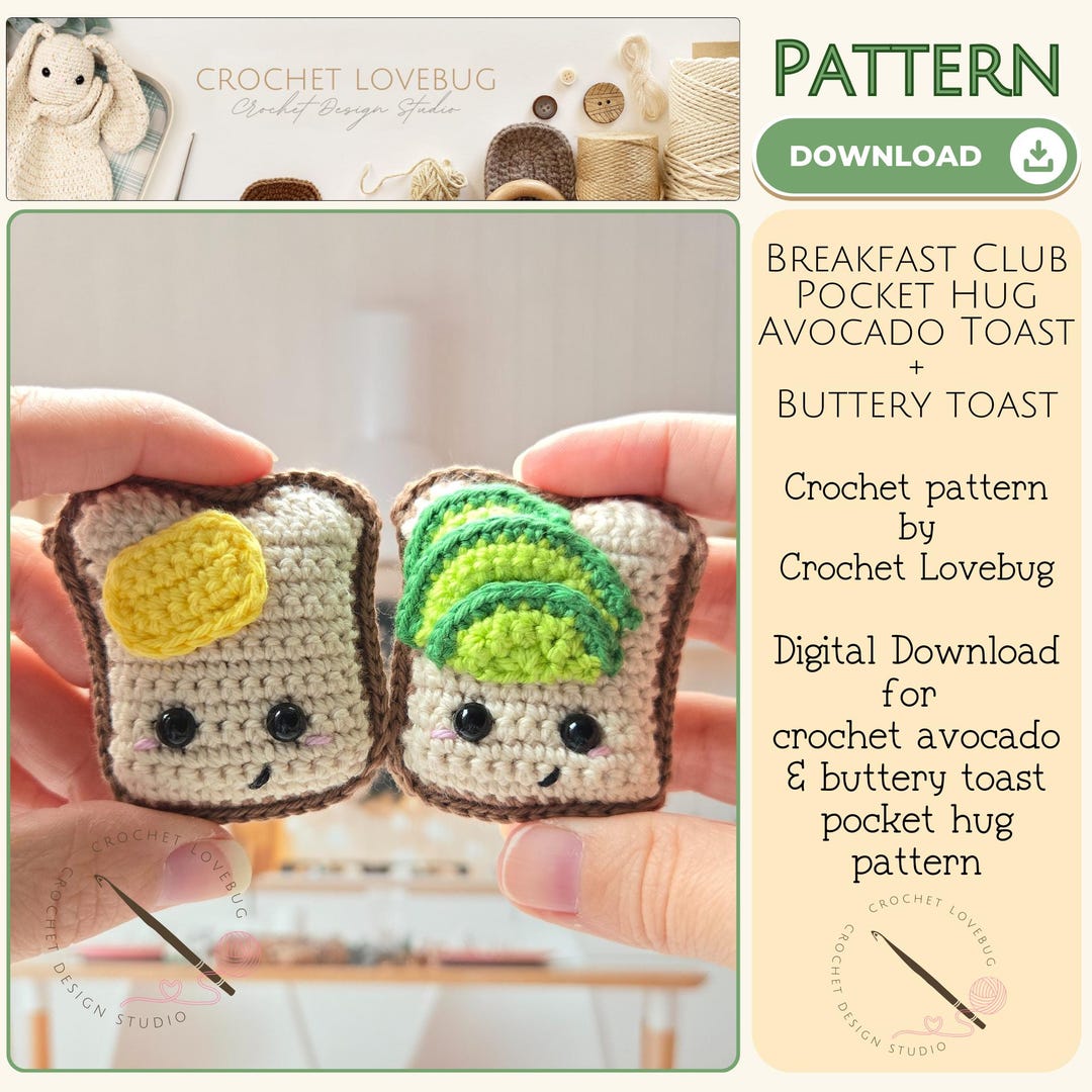 Crochet Toast Pattern, Crochet Breakfast Patterns, Amigurumi Pocket ...