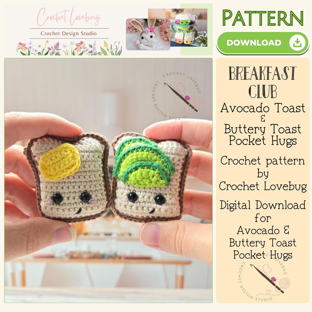 Crochet Toast Pattern, Crochet Breakfast Patterns, Amigurumi Pocket ...