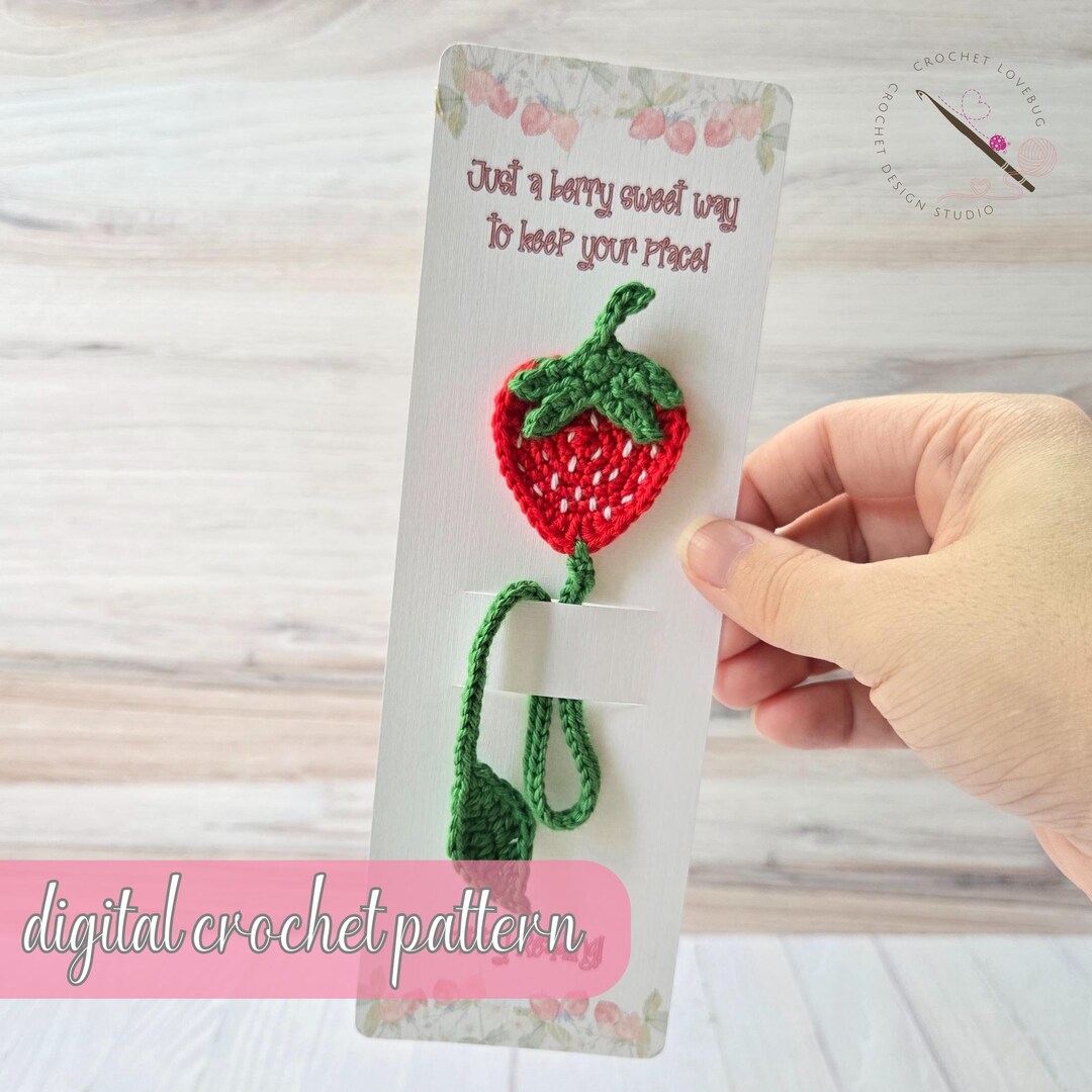 Strawberry Bookmark Crochet Pattern, Fruit Bookmark, Crochet Bookmark ...
