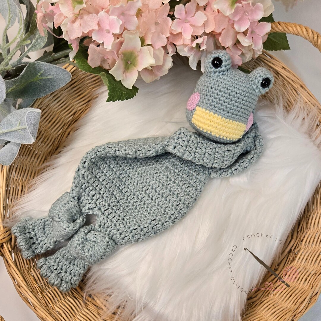 Crochet Frog Cuddler Crochet Frog Lovey Frog Security Blanket Crochet ...