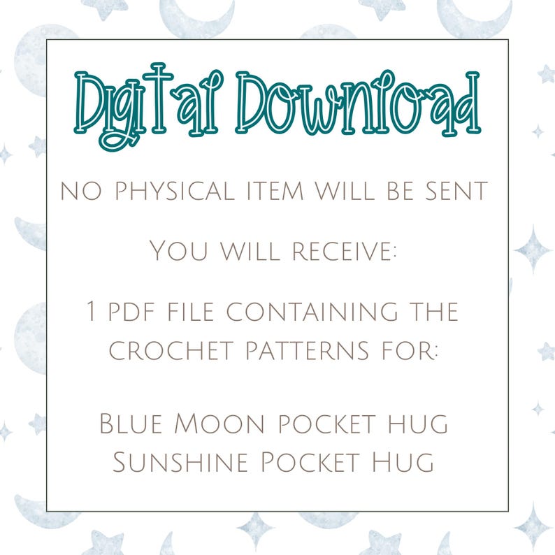 Sun and Moon Pocket Hug Crochet Pattern & Card Template Bundle ...