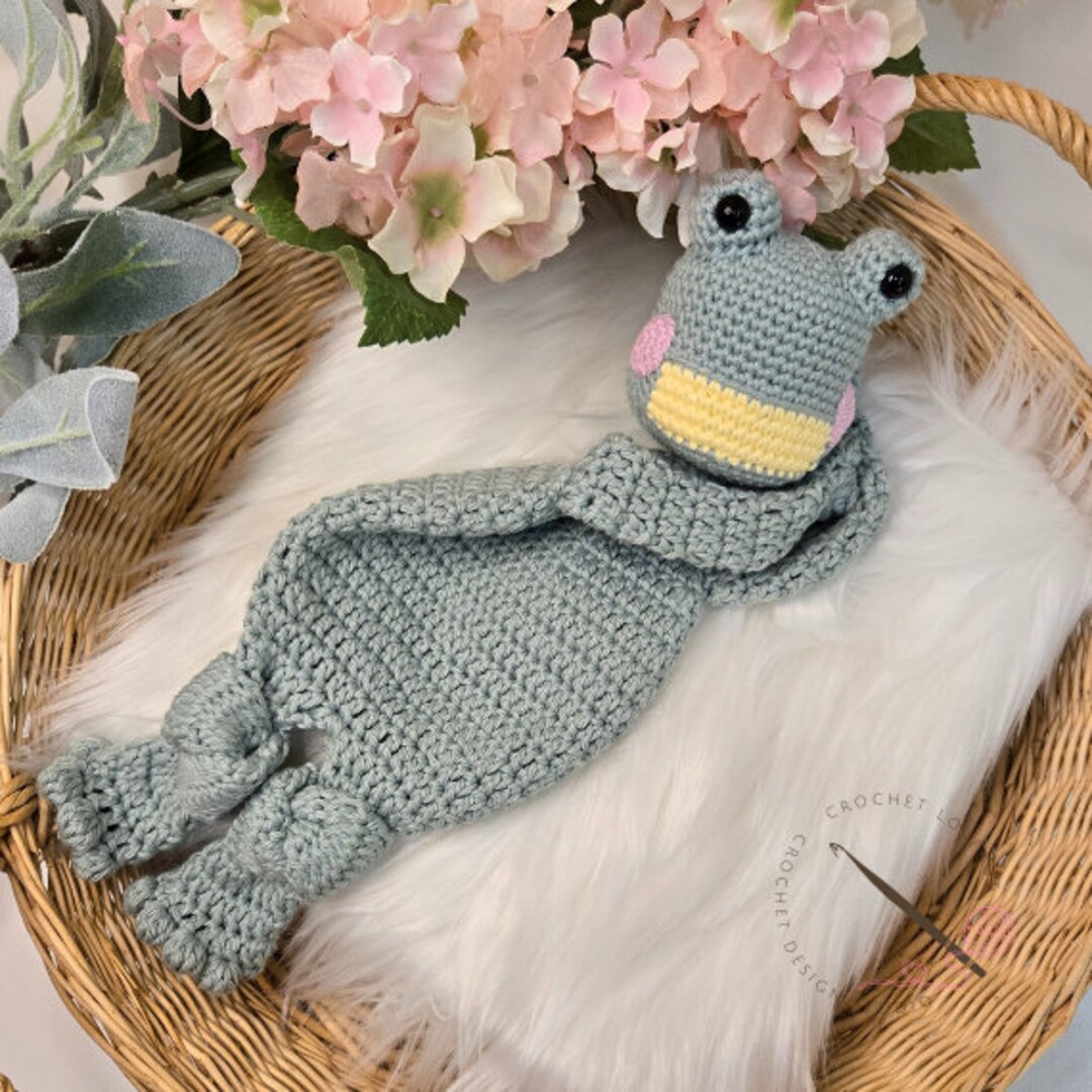 Crochet Frog Cuddler Crochet Frog Lovey Frog Security Blanket Crochet ...
