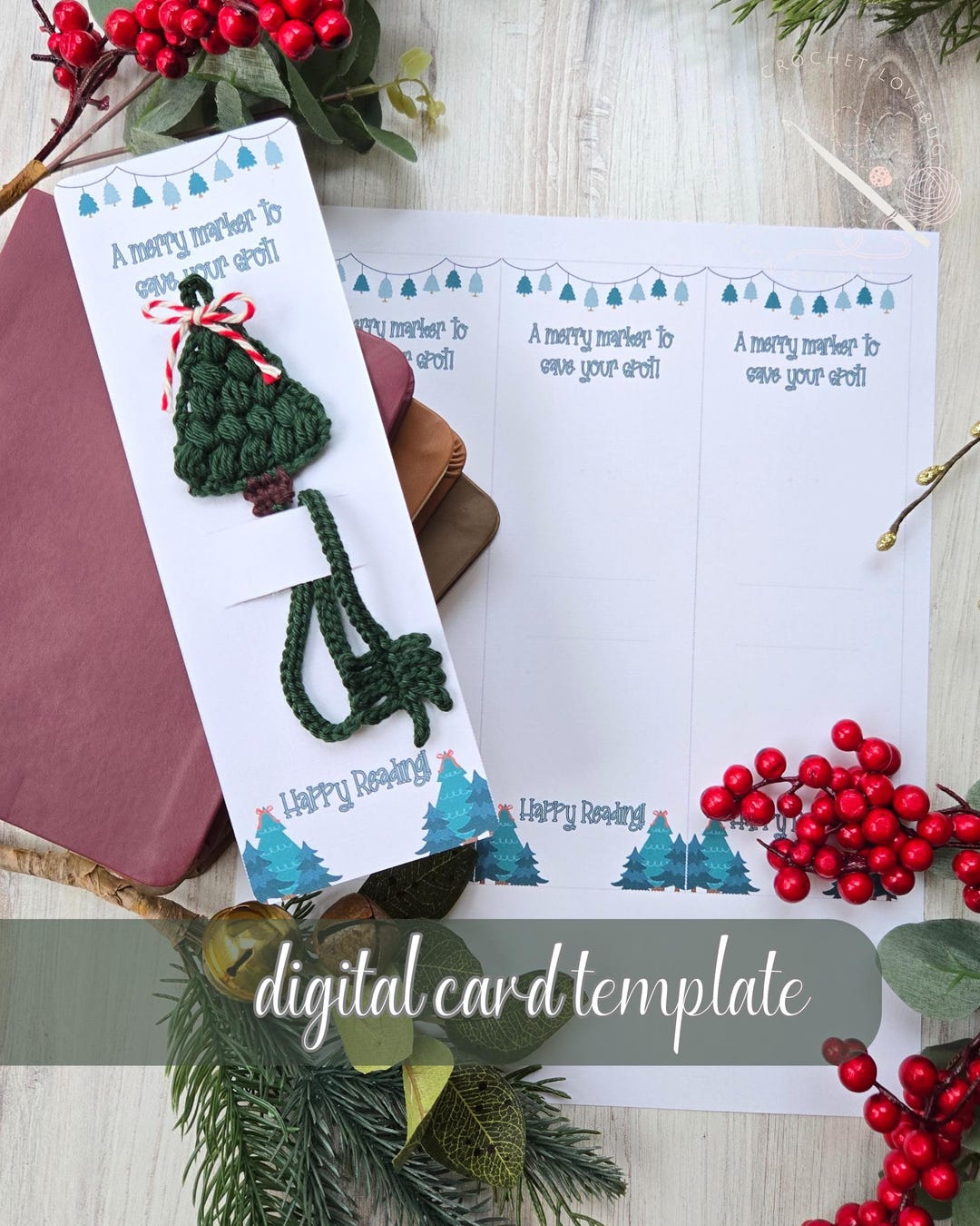 Printable Christmas Bookmark Card Template | Bobble Tree Bookmark ...