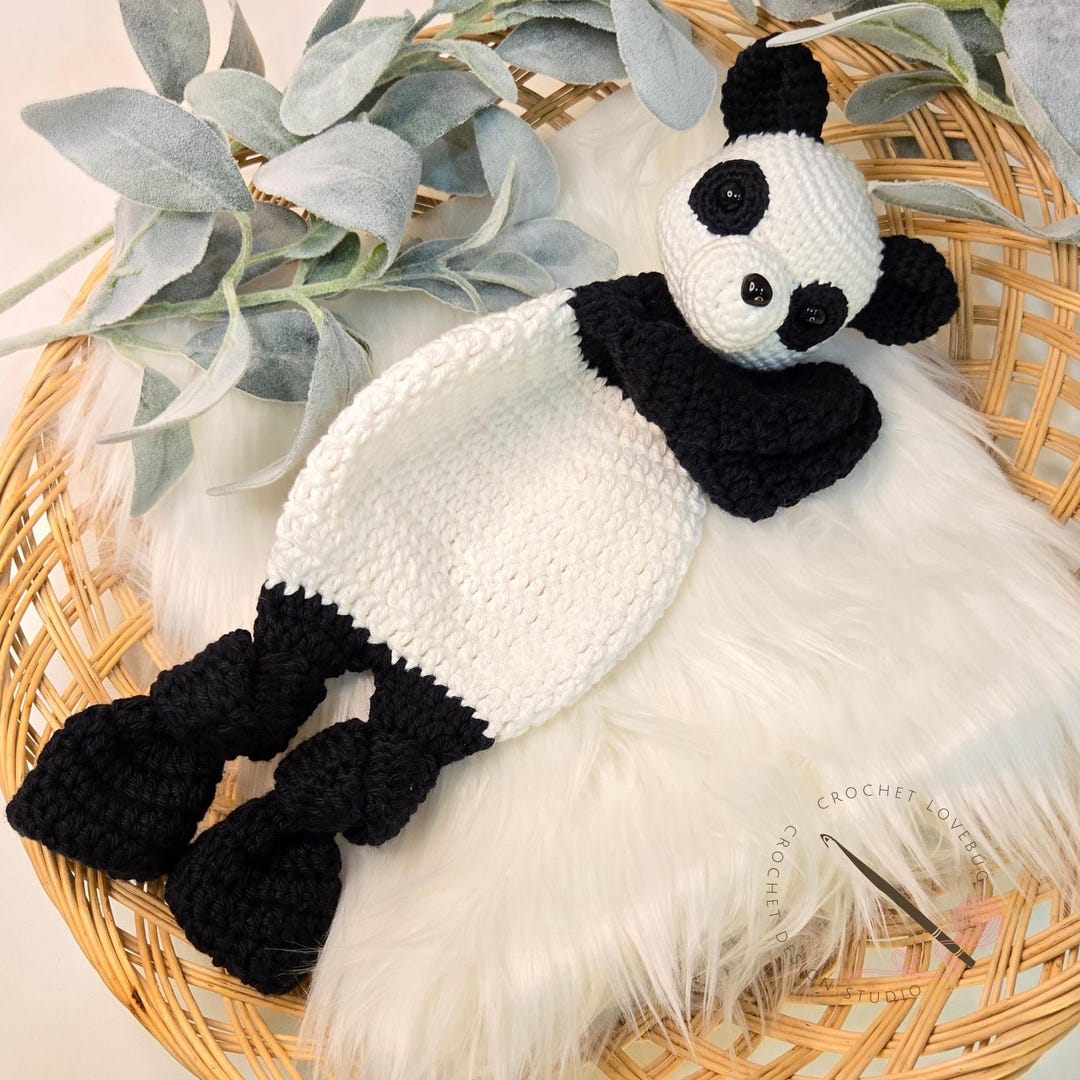 Crochet Panda Bear Lovey Crochet Panda Snuggler Panda Security Blanket ...