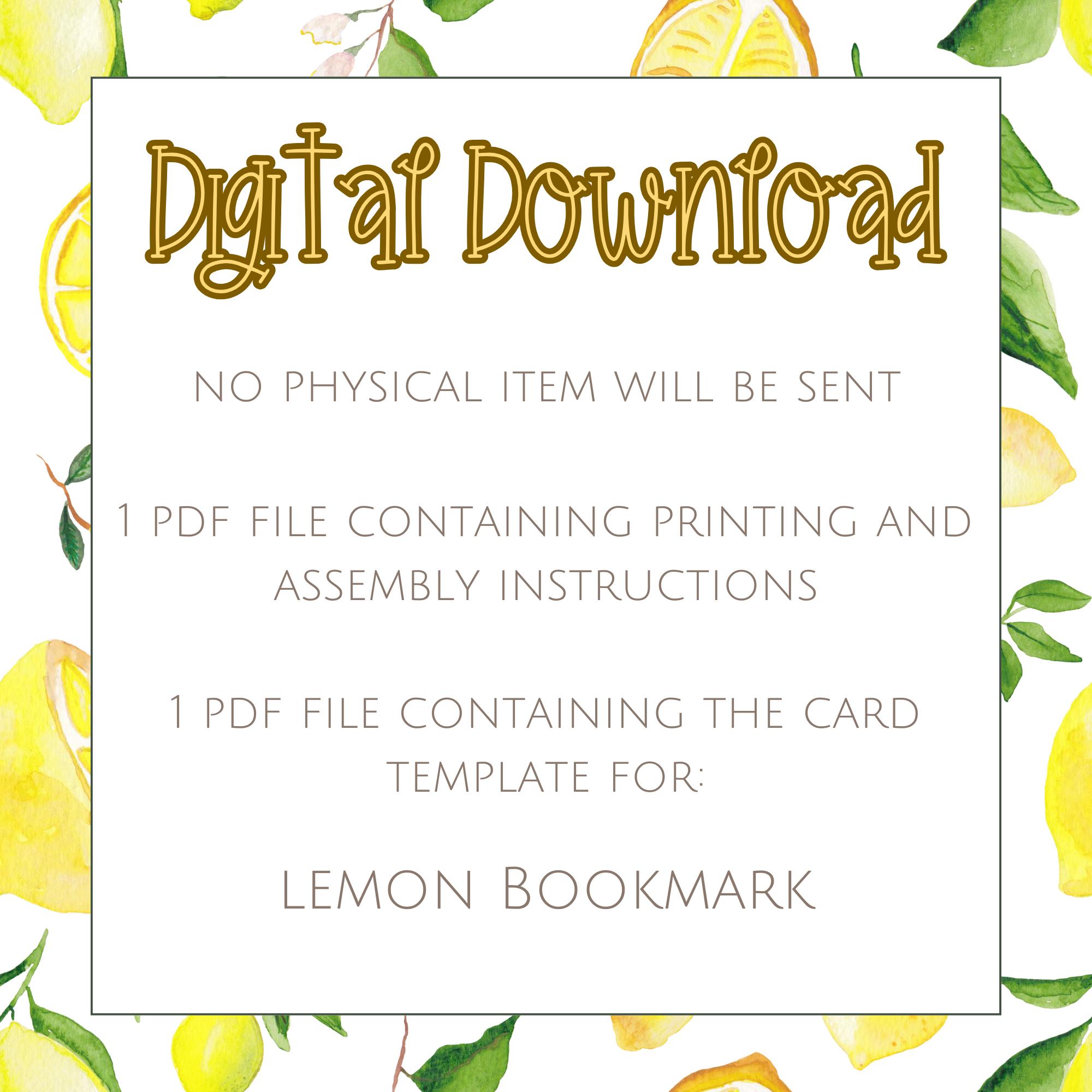 Lemon Bookmark Card Template | Printable Crochet Display Backing ...