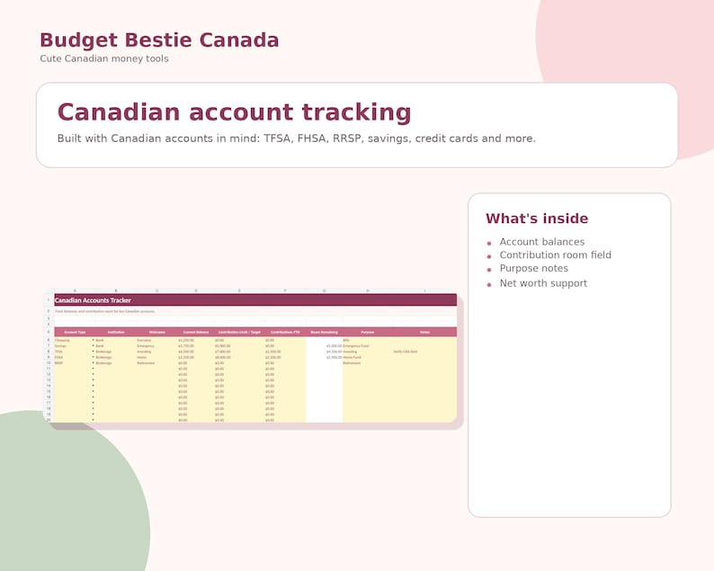 Canadian Budget Planner | Google Sheets Budget Spreadsheet, TFSA FHSA ...