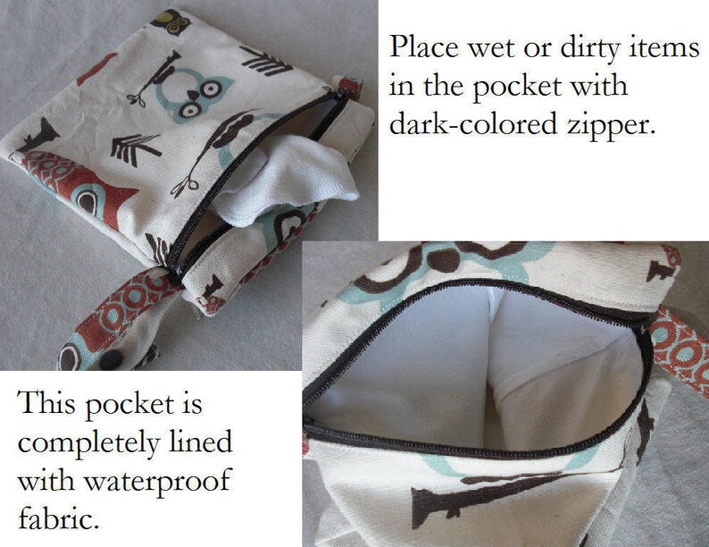 Hanky Bag Dual Pocket Wet Bag Keeps Clean and Dirty Items - Etsy