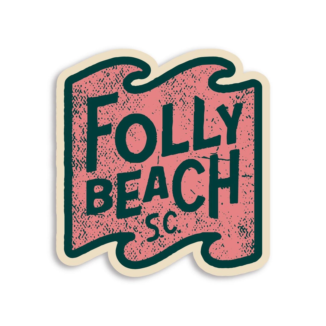 3.5" Folly Beach, South Carolina Waves Sticker - Etsy
