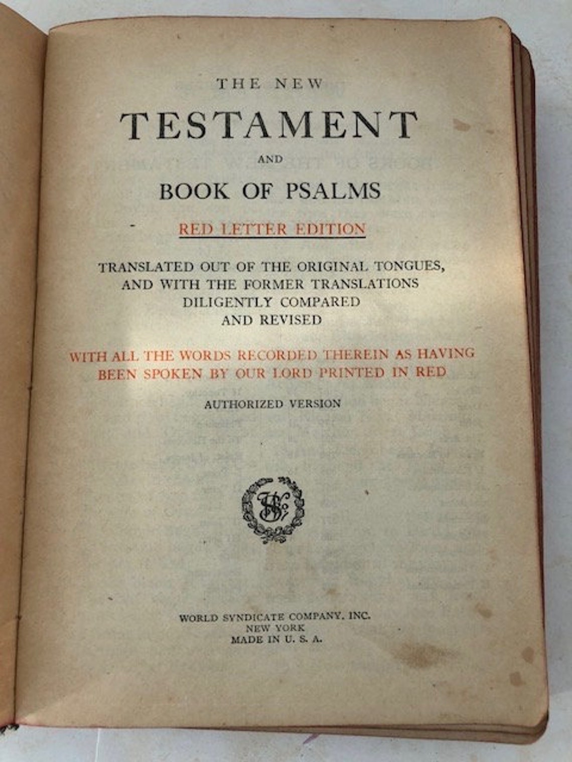 Old Bible New Testament and Psalms Red Letter Edition Vintage Bible - Etsy