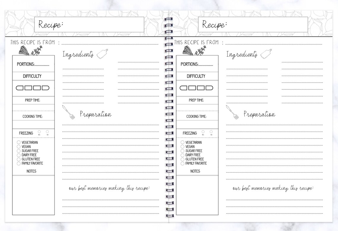 Kitchen Recipe Journal Cookbook Cookbook Family Recipe - Etsy