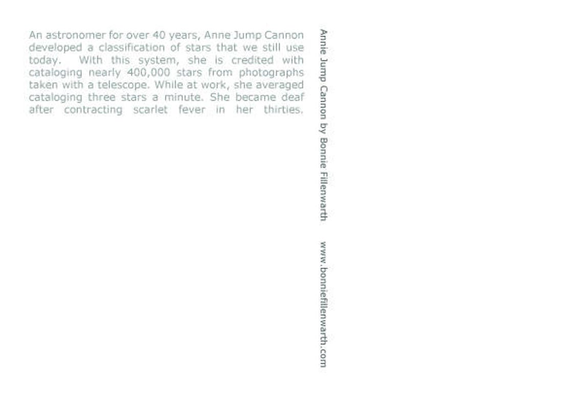 Annie Jump Cannon Silent Sky Fine Art Print Postcard Women Throughout History Postcard by Bonnie ...