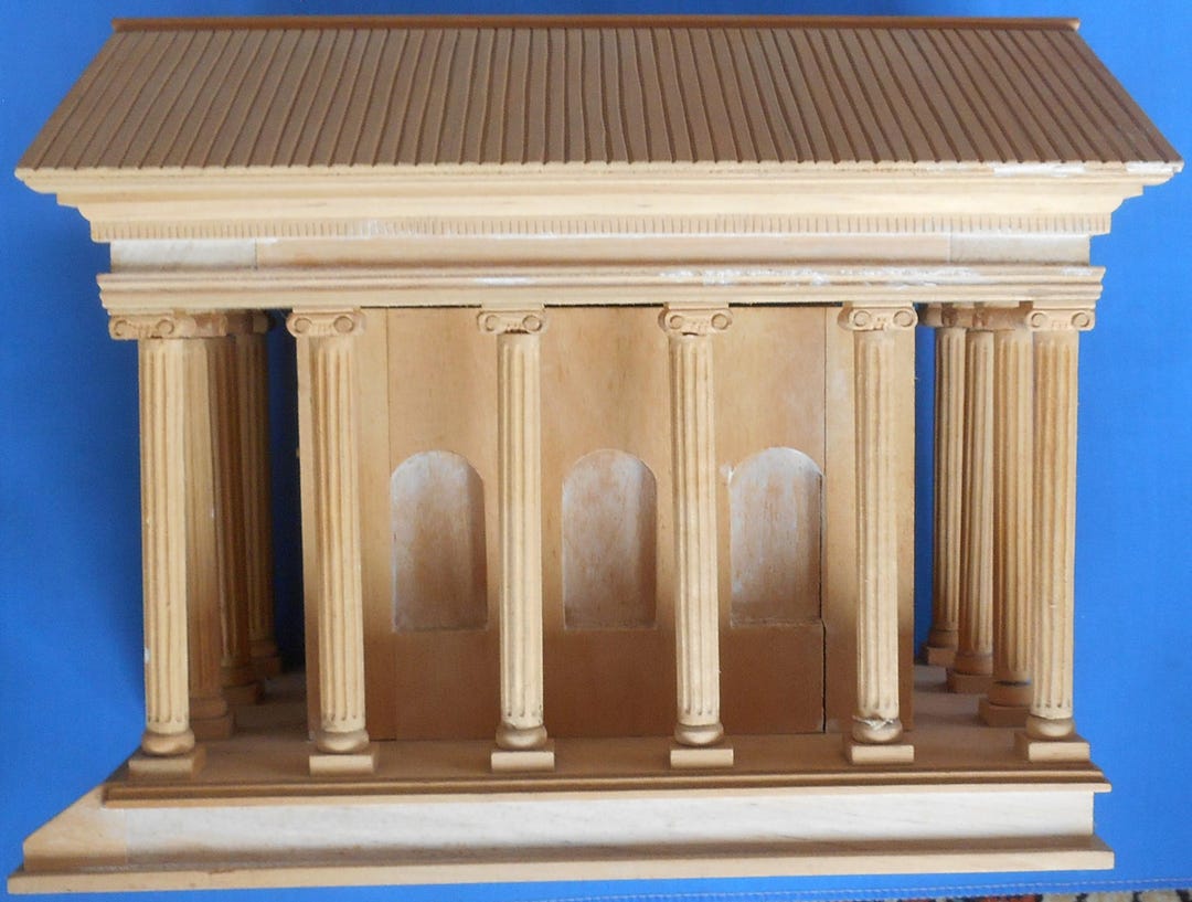 Vintage Old Roman Parthenon Handmade Wooden Miniature Model Bespaq ...