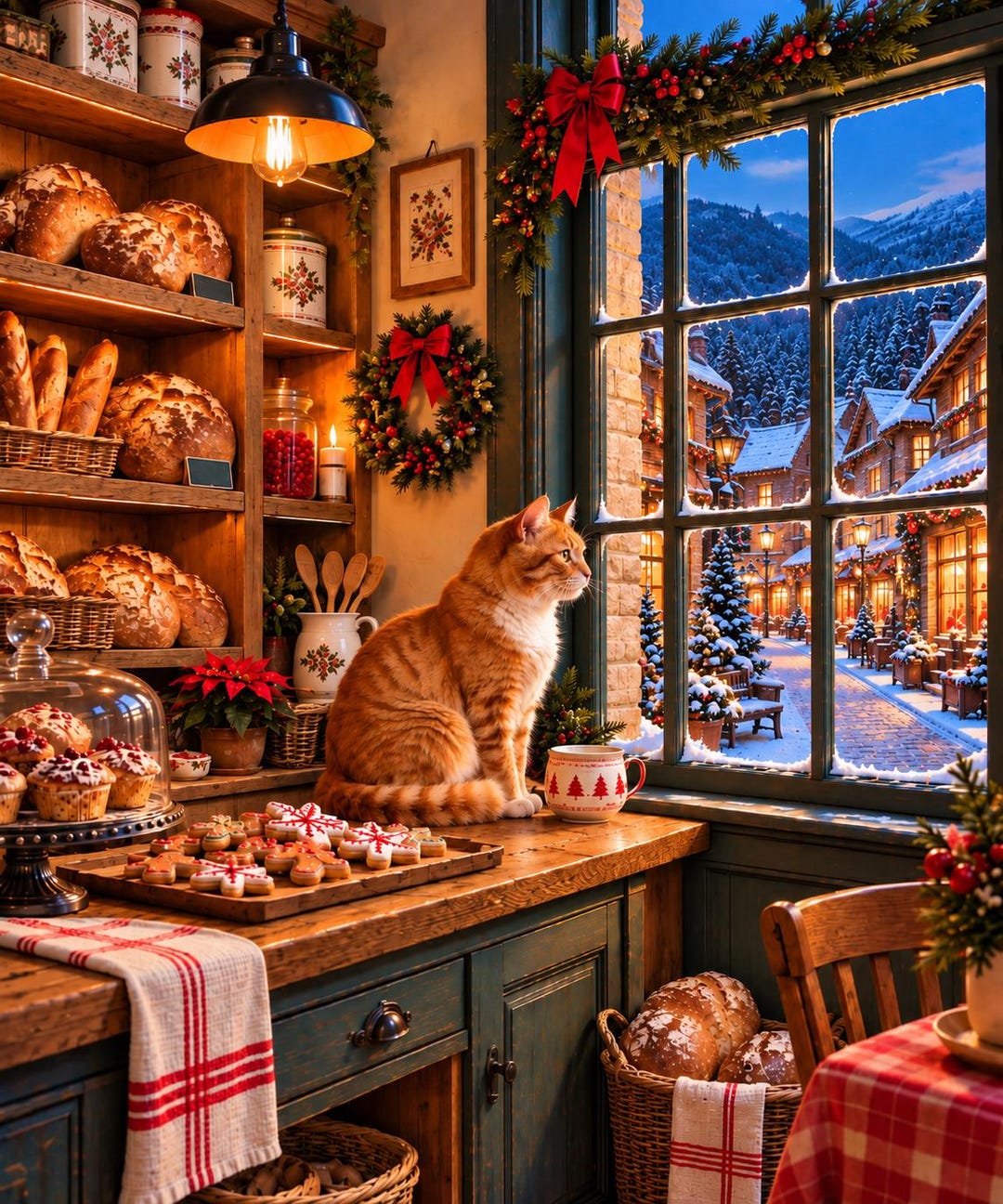 Christmas Bakery Cat Cross Stitch Pattern, Full Coverage PDF, Pattern ...