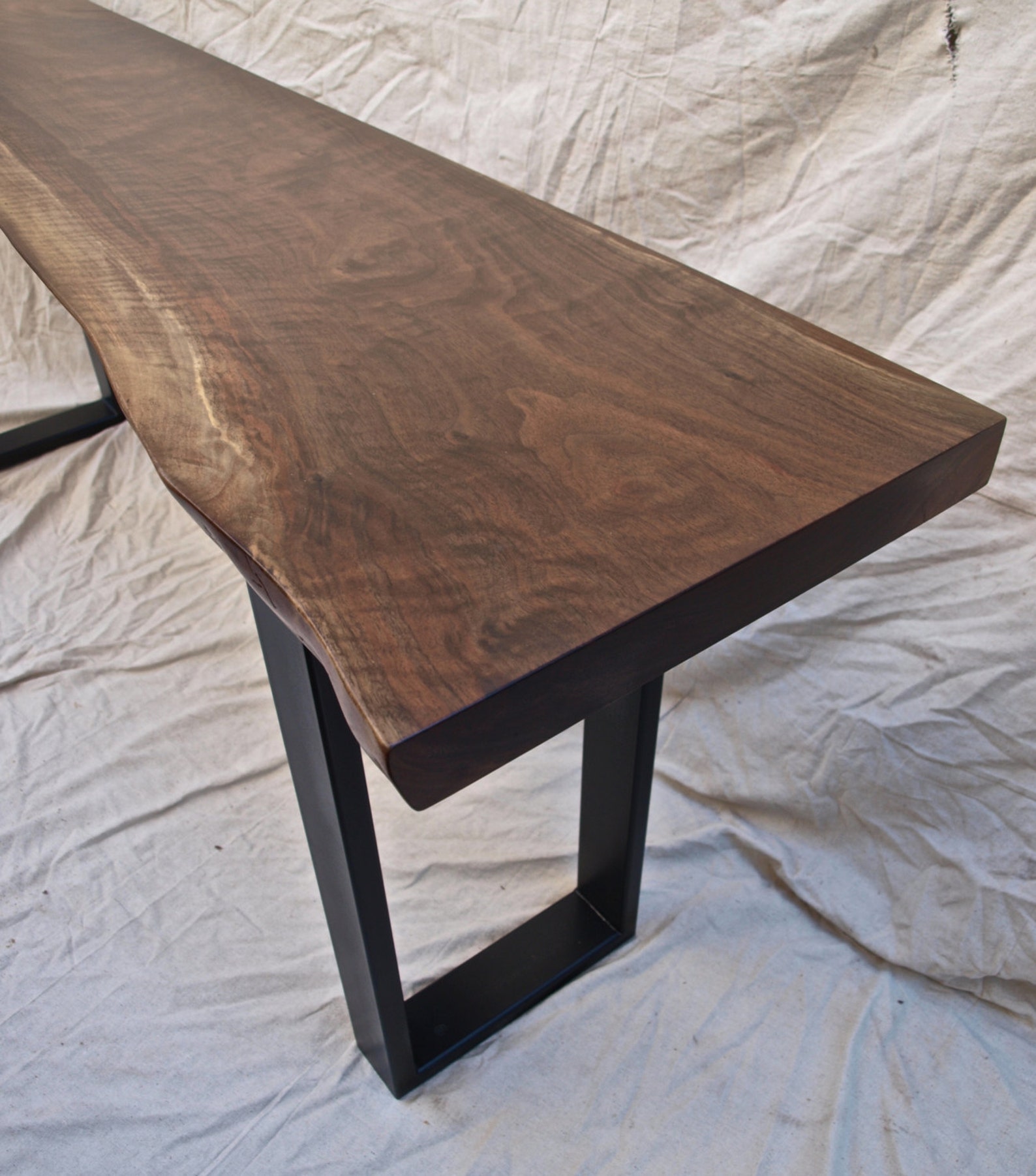Live Edge Walnut Console Table With Steel Base - Etsy