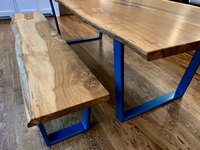 Live Edge White Oak Table & Bench - Etsy