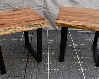 Custom Live Edge Black Walnut and Silver Maple End Tables - Etsy
