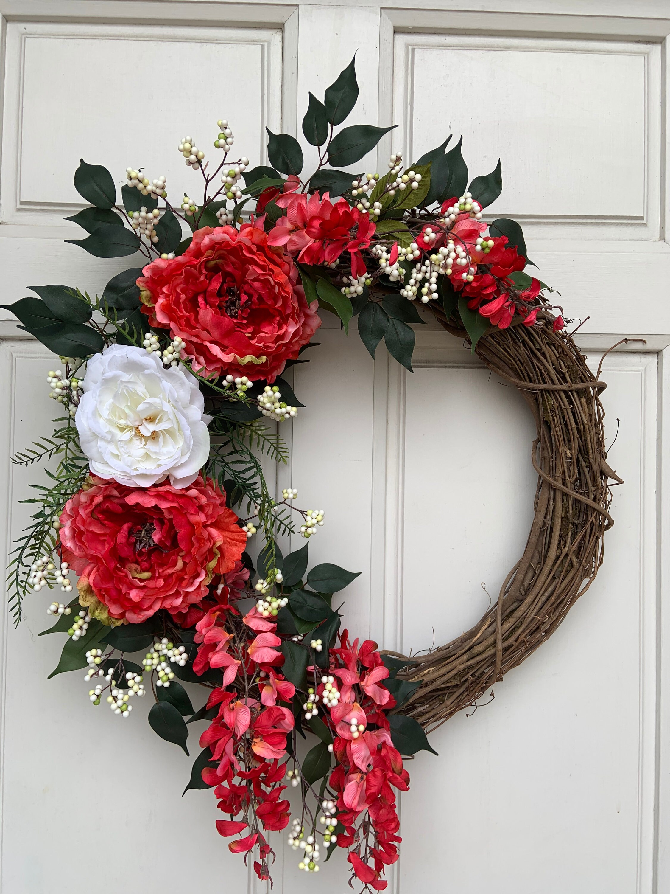 Bright Pink Wreath Spring Wreath Summer Wreath Pink and | Etsy