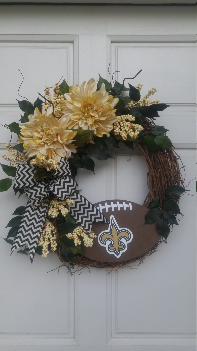 Saints Football Wreath. New Orleans Saints Football Decor NFL | Etsy