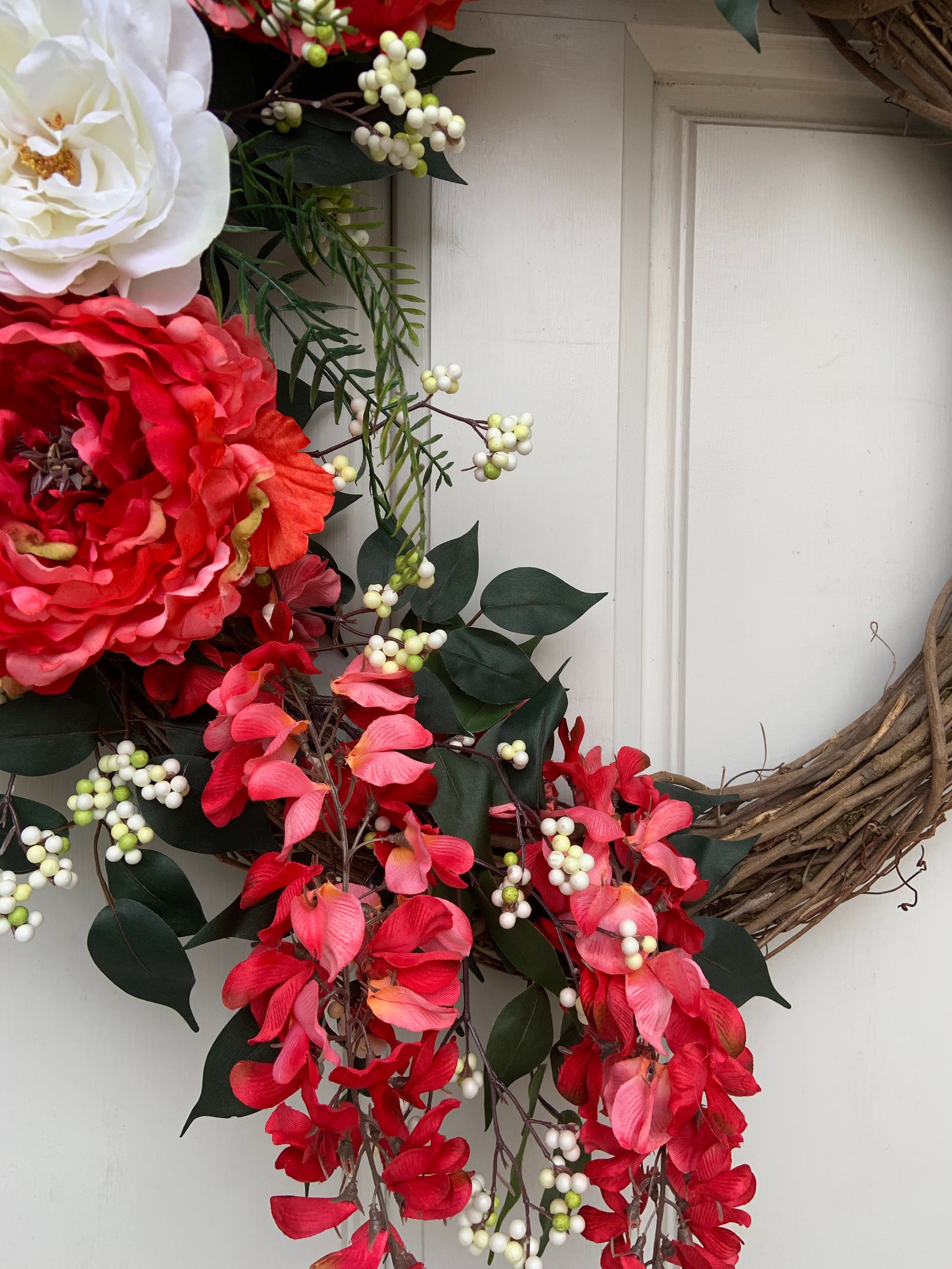 Bright Pink Wreath Spring Wreath Summer Wreath Pink and | Etsy