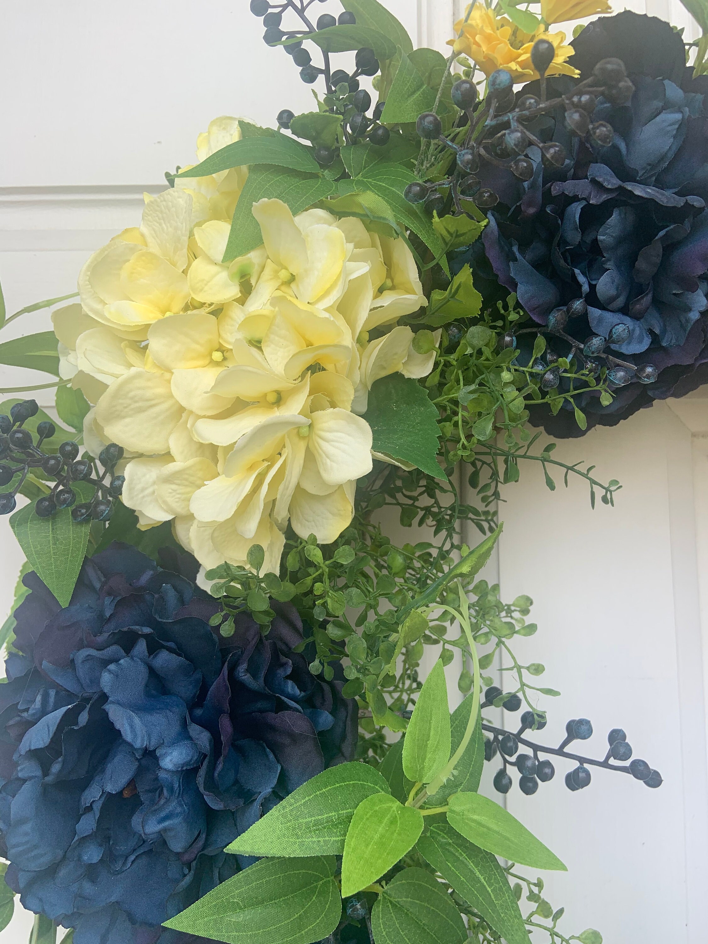 Navy and Yellow Wreath Spring Wreath Summer Wreath Bright | Etsy