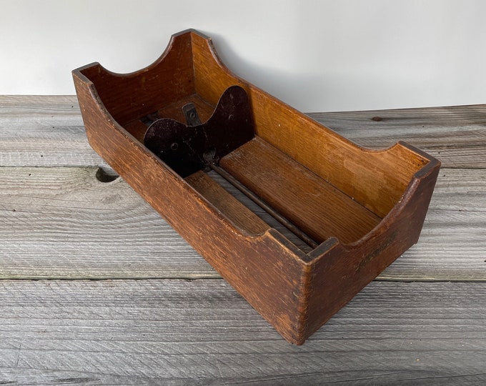 Antique Index Card File Tray Drawer Desk Organizer Wood and Metal - Etsy