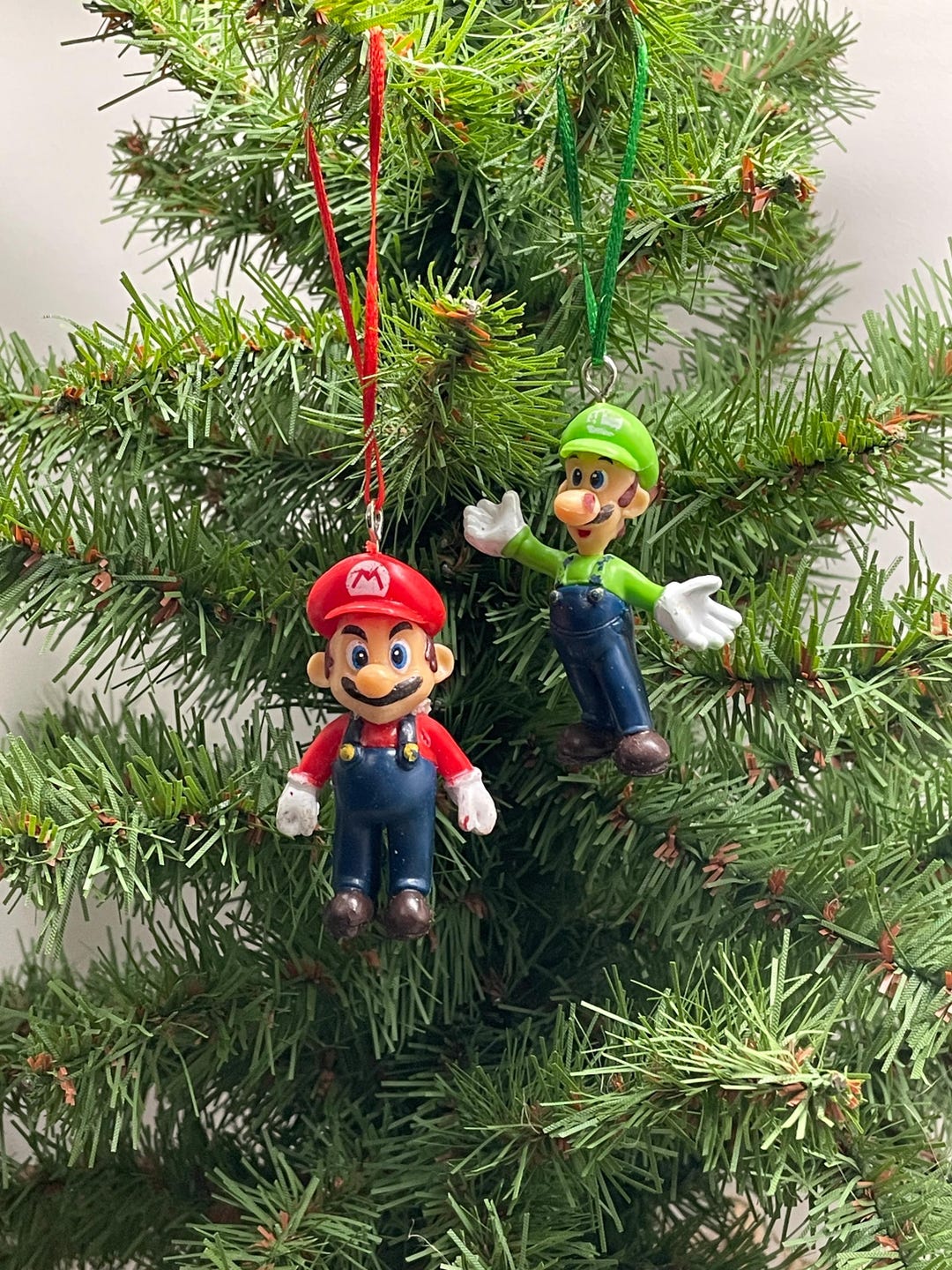 Mario and Luigi Toy Christmas Tree Ornaments - Repurposed Toy - Etsy