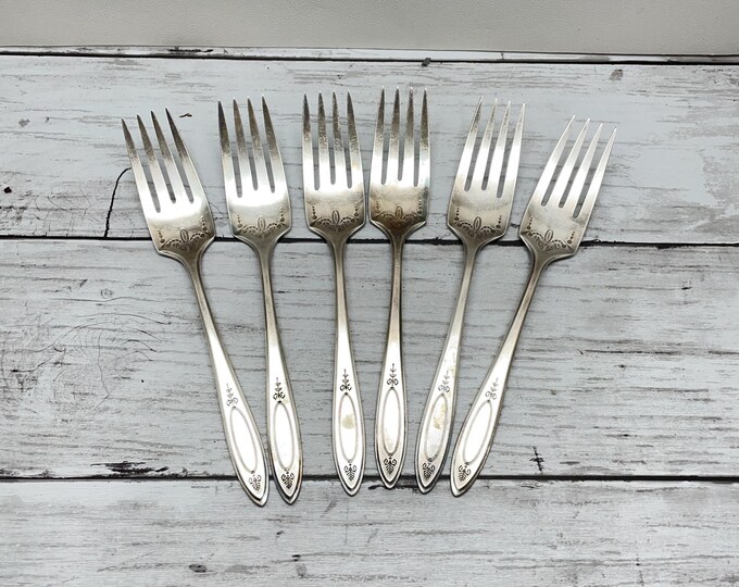 Set of 6 Vintage Forks Community Plate ADAM 1917 Silver-plated Cutlery ...