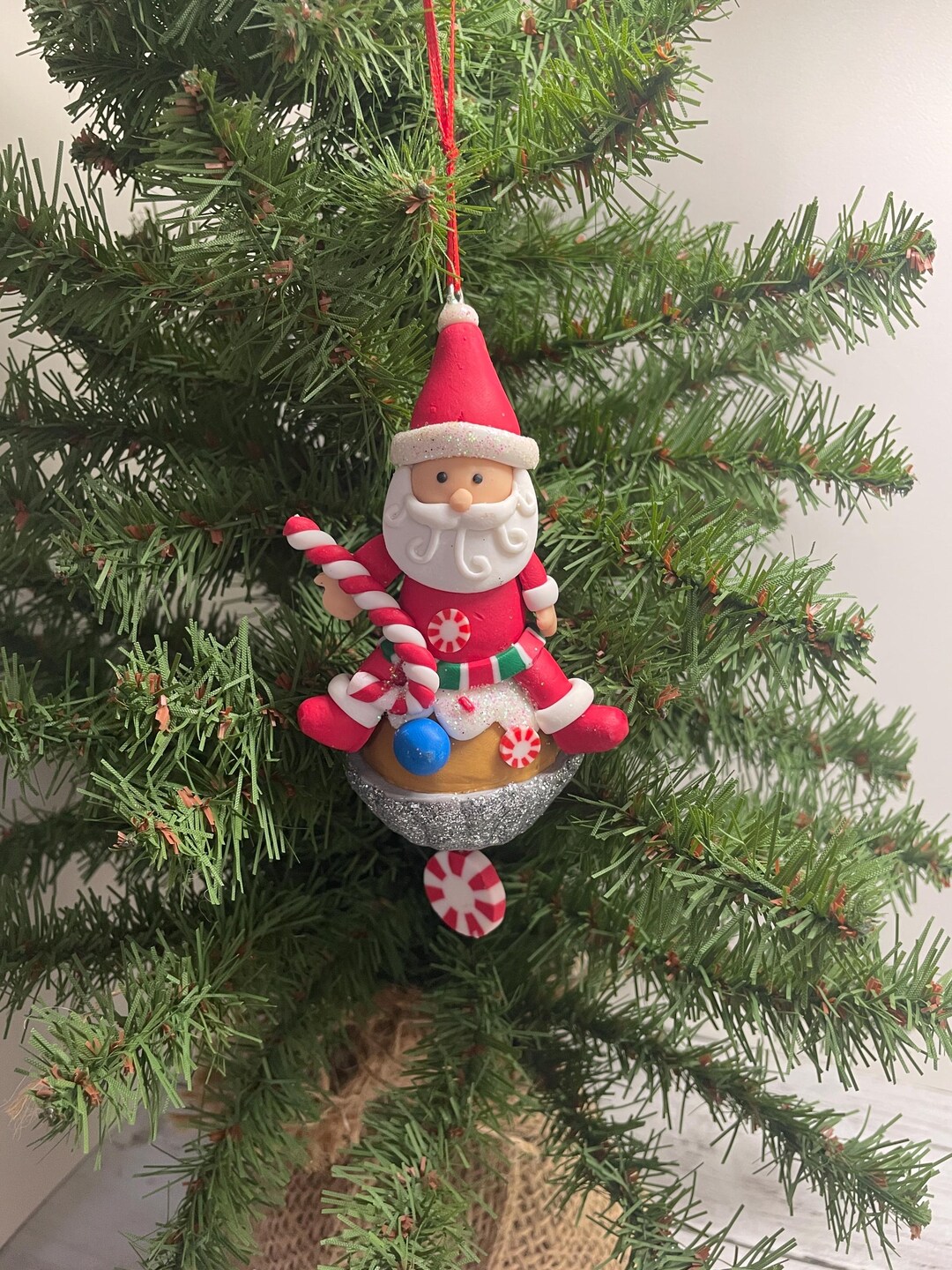 Santa Cupcake Christmas Tree Ornament, Fimo Clay Style - Etsy