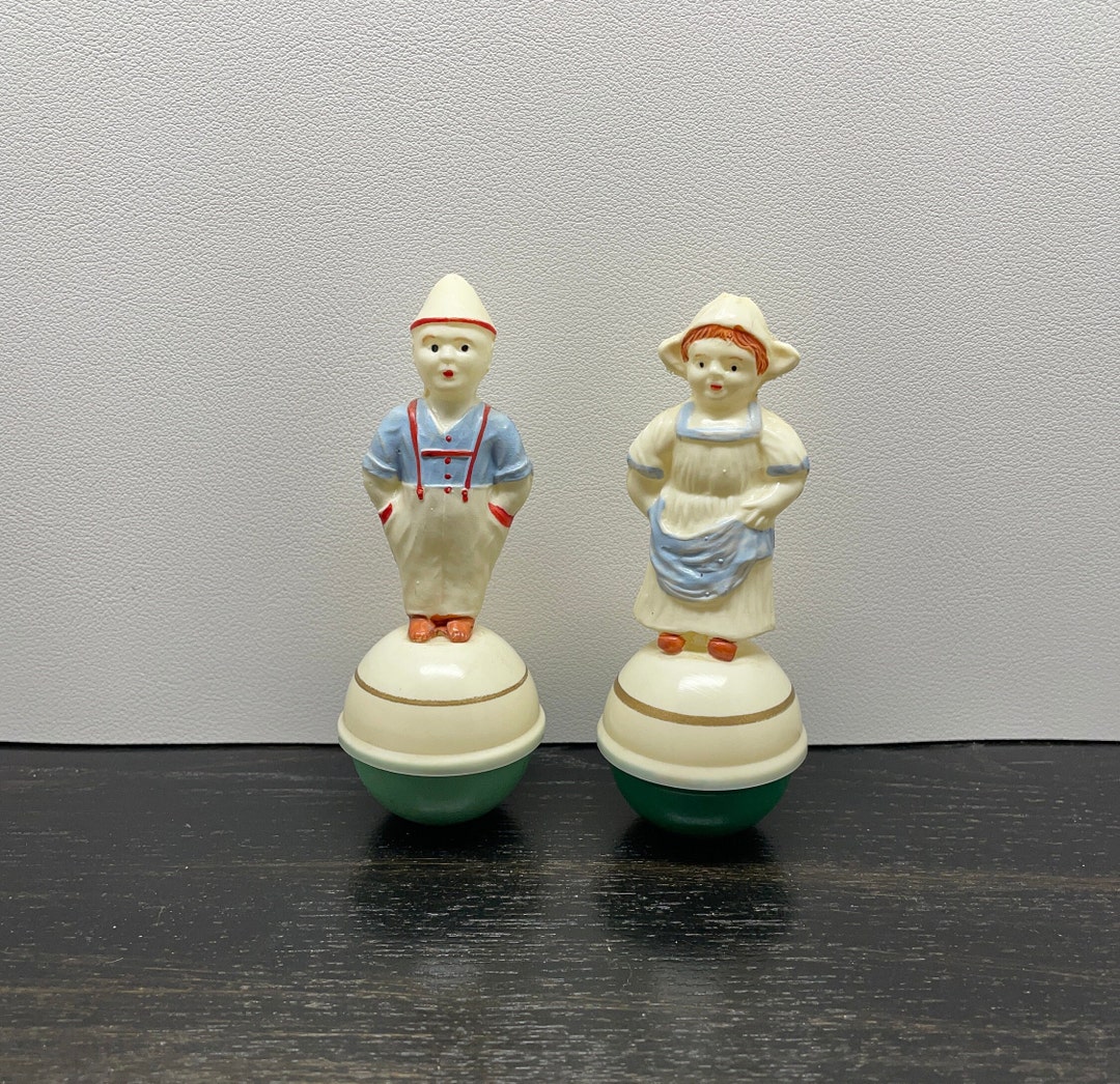 Vintage Celluloid Girl and Boy on Ball Germany Lot of 2 Roly Poly NICE ...