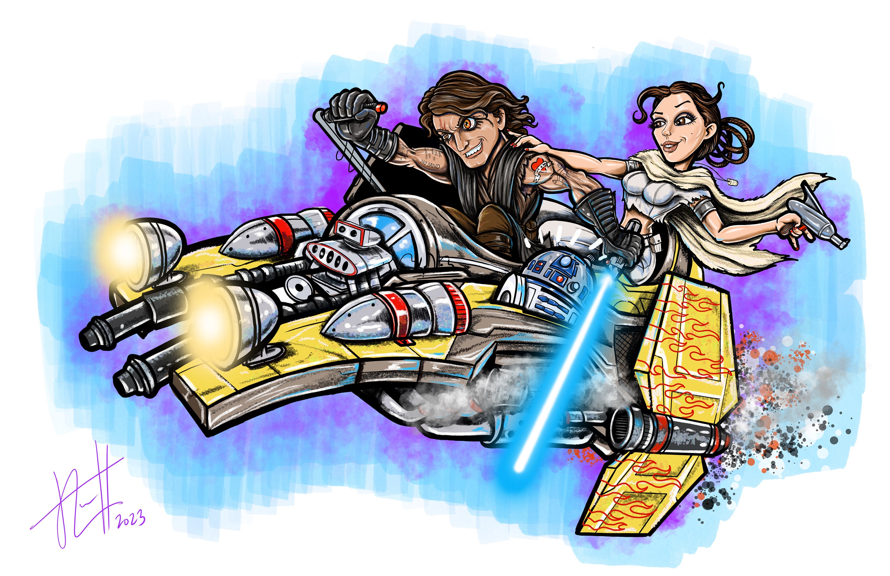 Star Wars Hot Rod Style Art Anakin and Padme 11x17 Glossy Cardstock - Etsy