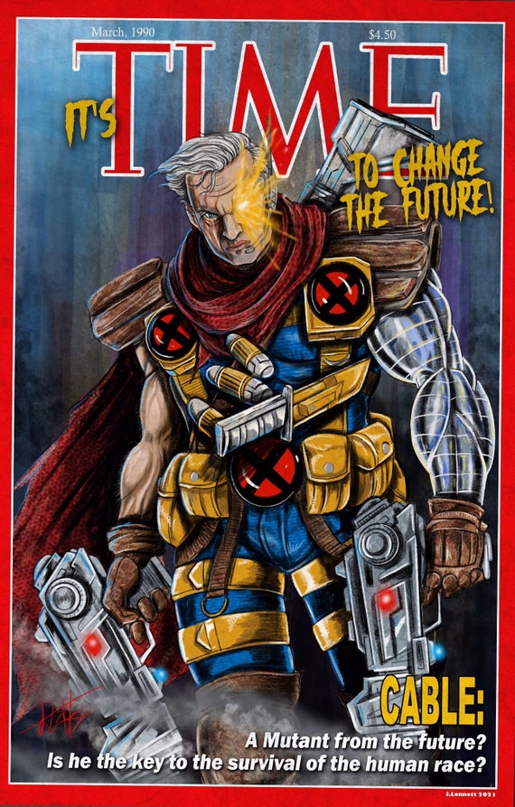 Cable X-men pulp retro book cover satire print 11x17 | Etsy