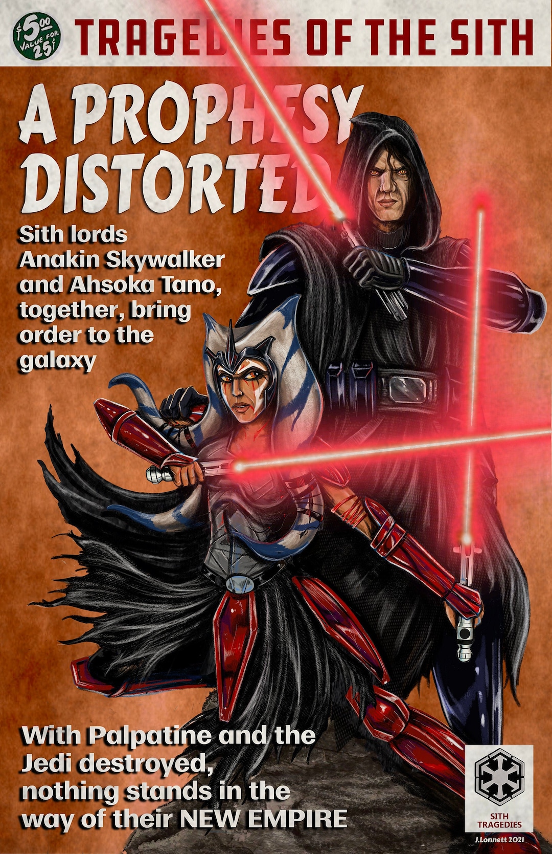 Star Wars Clone Wars Anakin Skywalker Ahsoka Tano DARK SIDE Sith Pulp ...