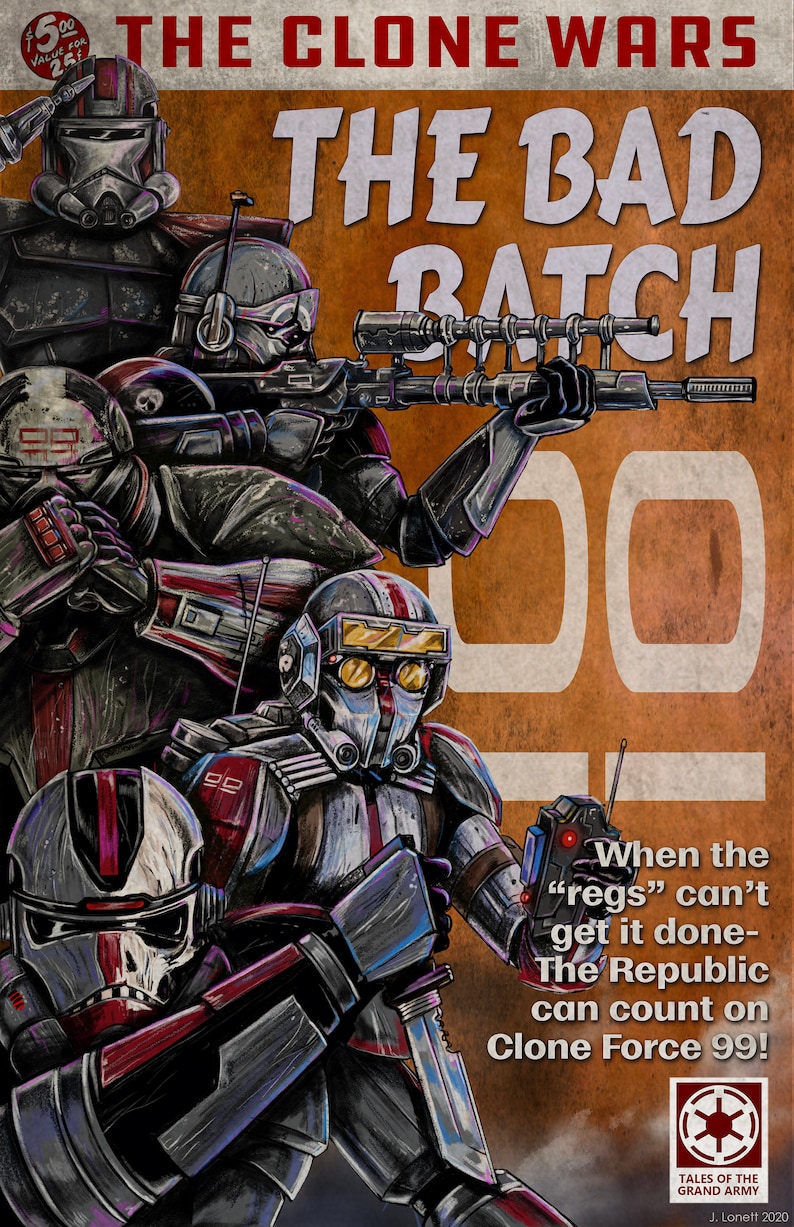 Star Wars Clone Wars Bad Batch Pulp Book Cover Satire Cover 11x17 ...