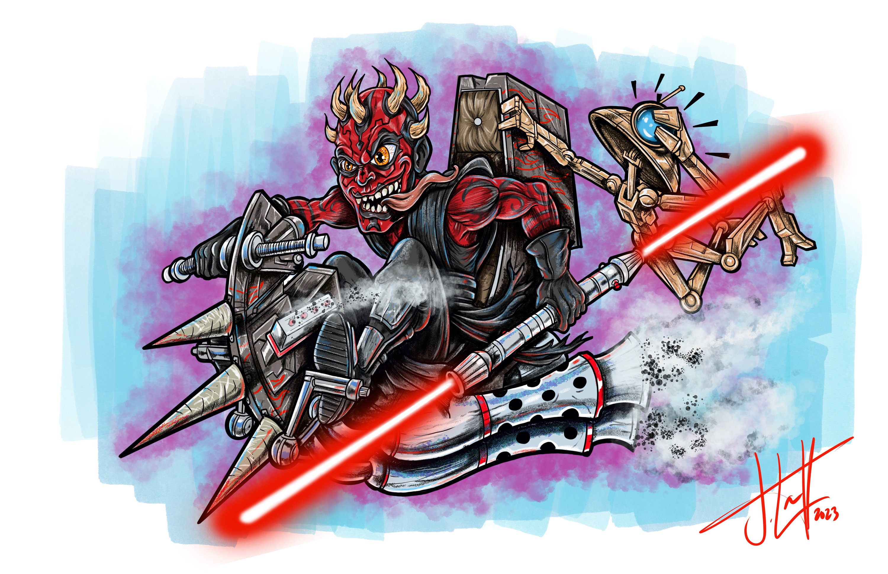 Star Wars Hot Rod Style Art Darth Maul 11x17 Glossy Cardstock - Etsy
