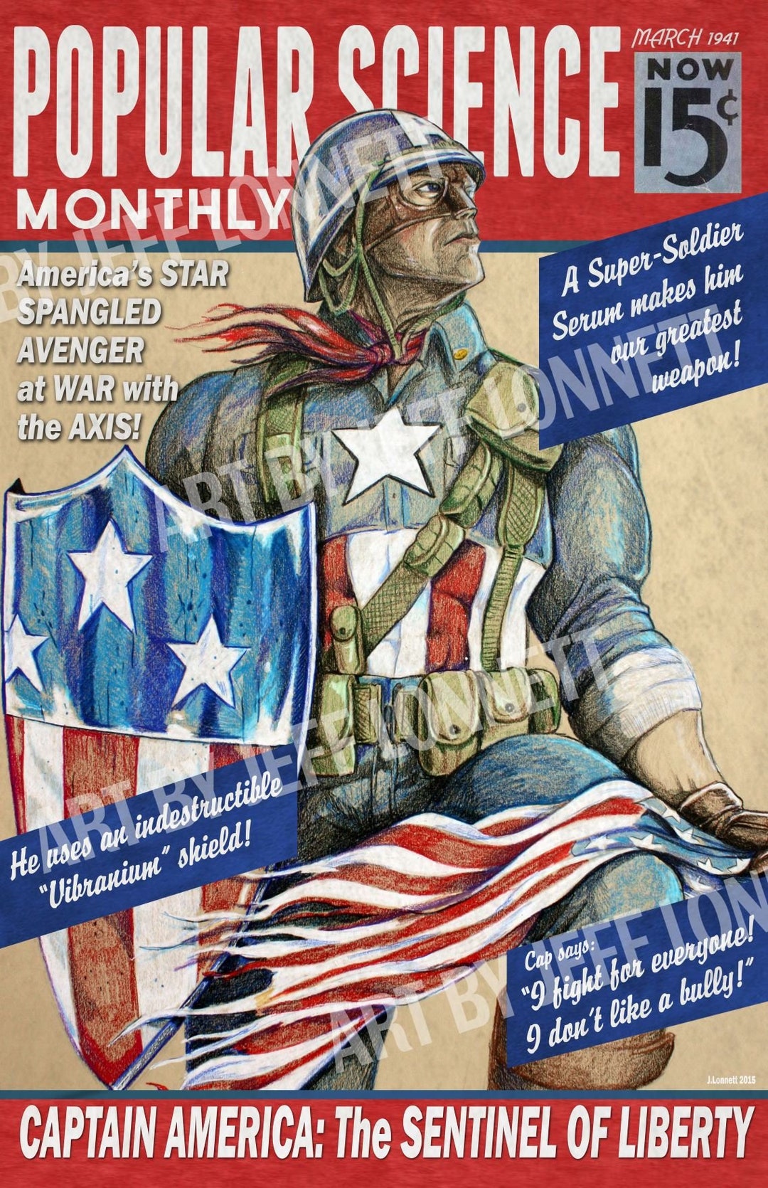 Captain America Popular Science 1940s Satire Magazine Cover Comic Print ...