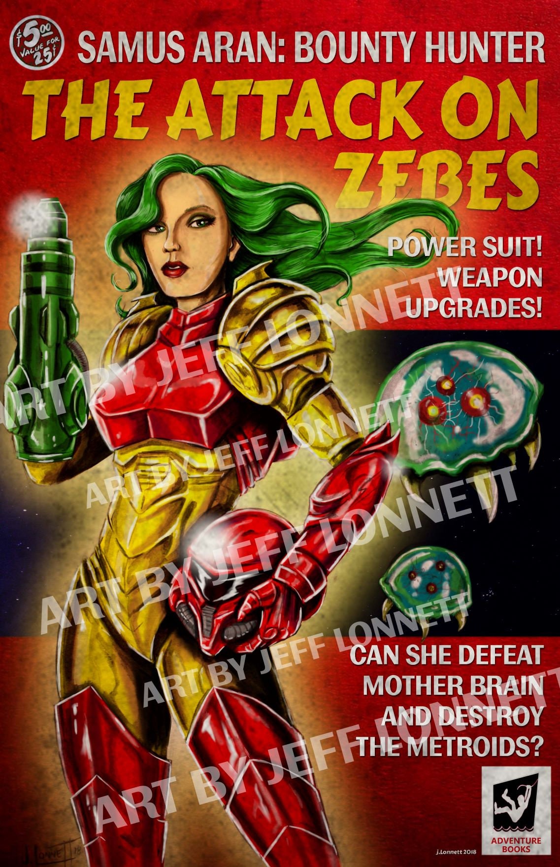 Nintendo Metroid Samus Aran Retro Pulp Book Cover Satire 11x17 80lb ...