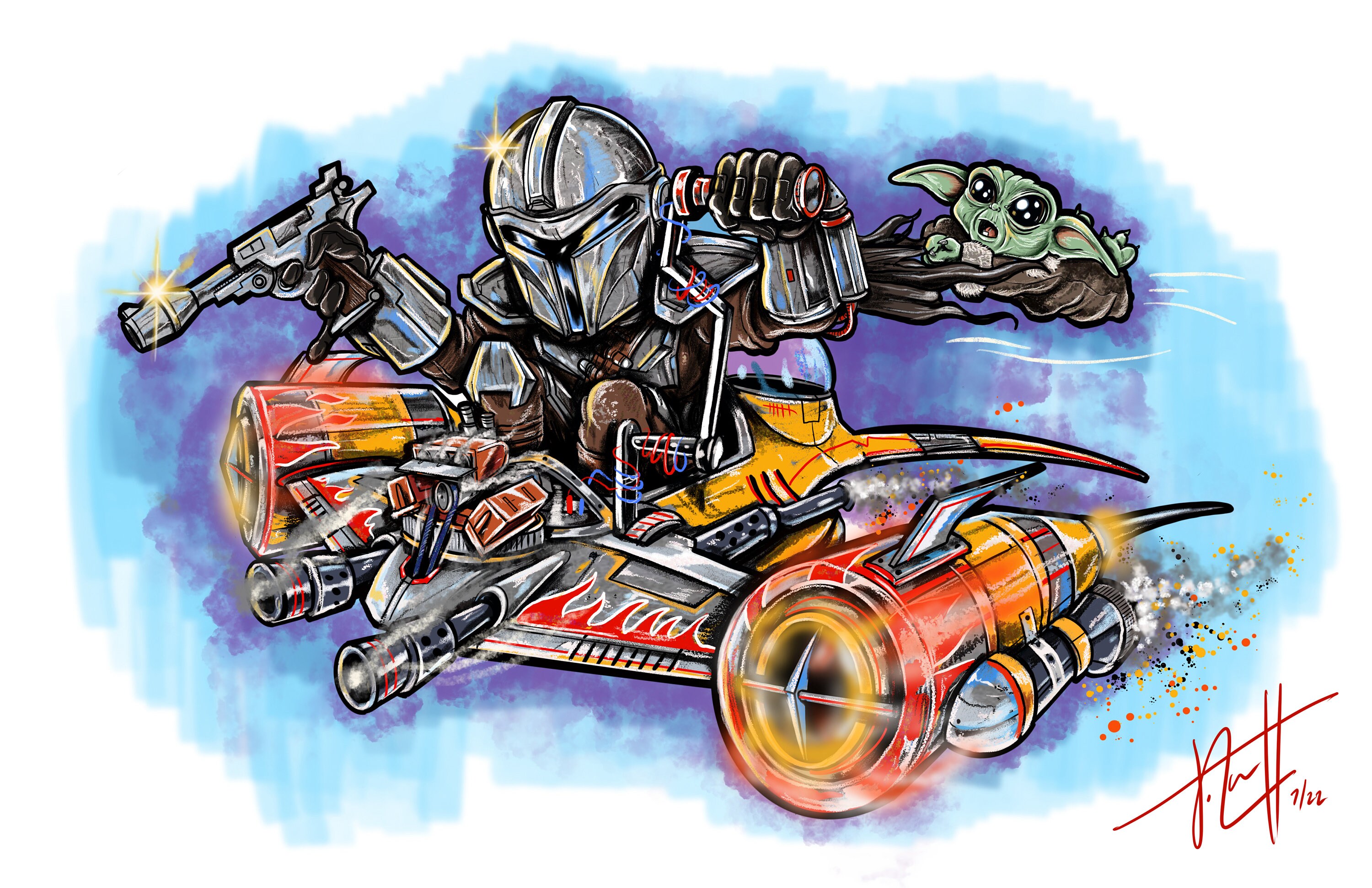 Star Wars Hot Rod Style Art Mandalorian 11x17 Glossy Cardstock - Etsy